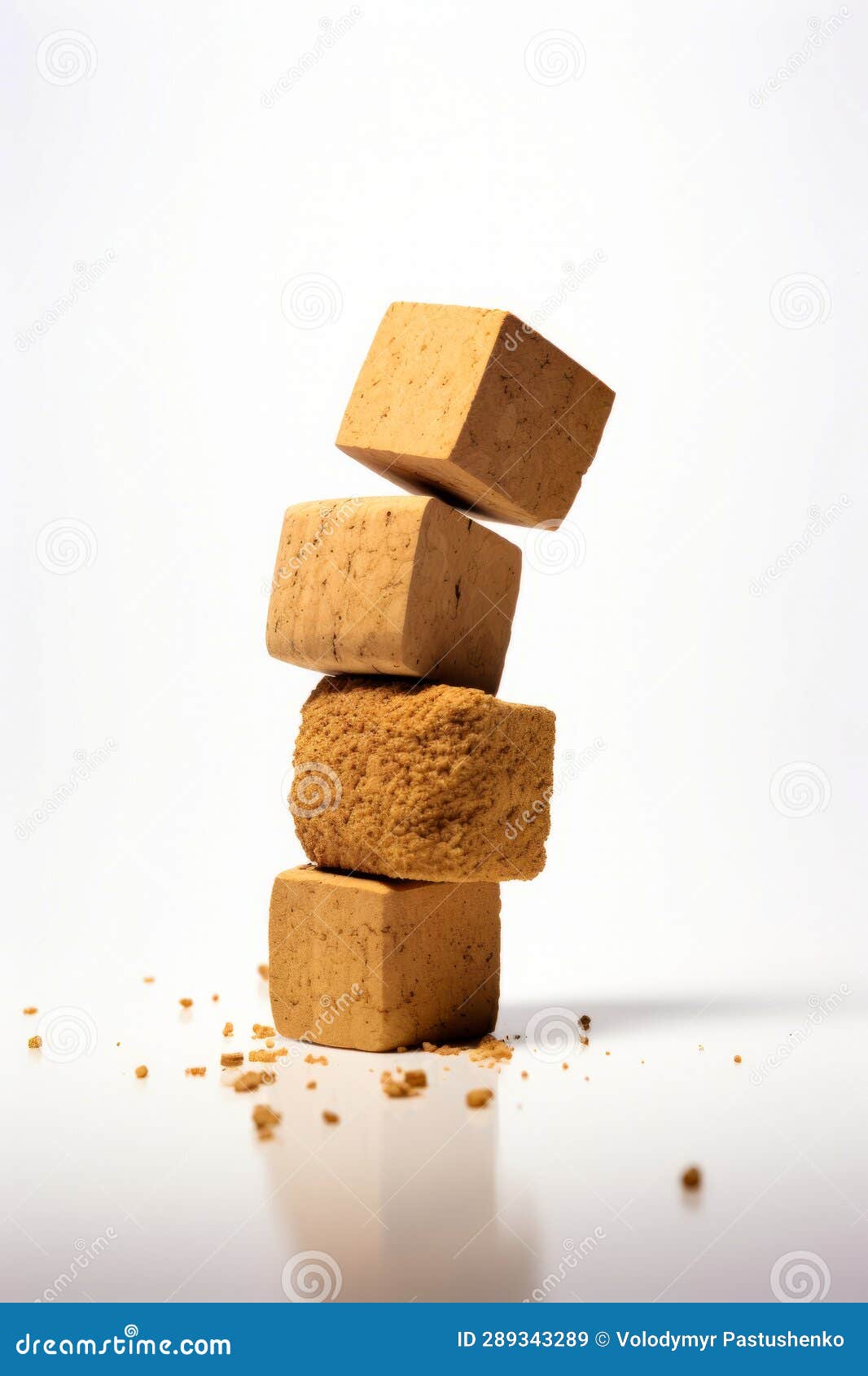 Stack of Three Blocks of Food with White Background. Generative AI ...