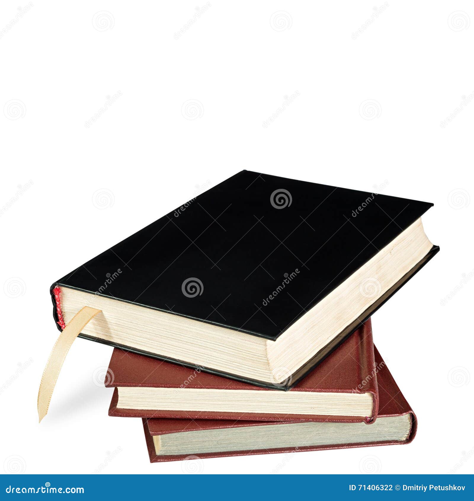 A Stack of Three Books with Bookmark Stock Photo - Image of information ...