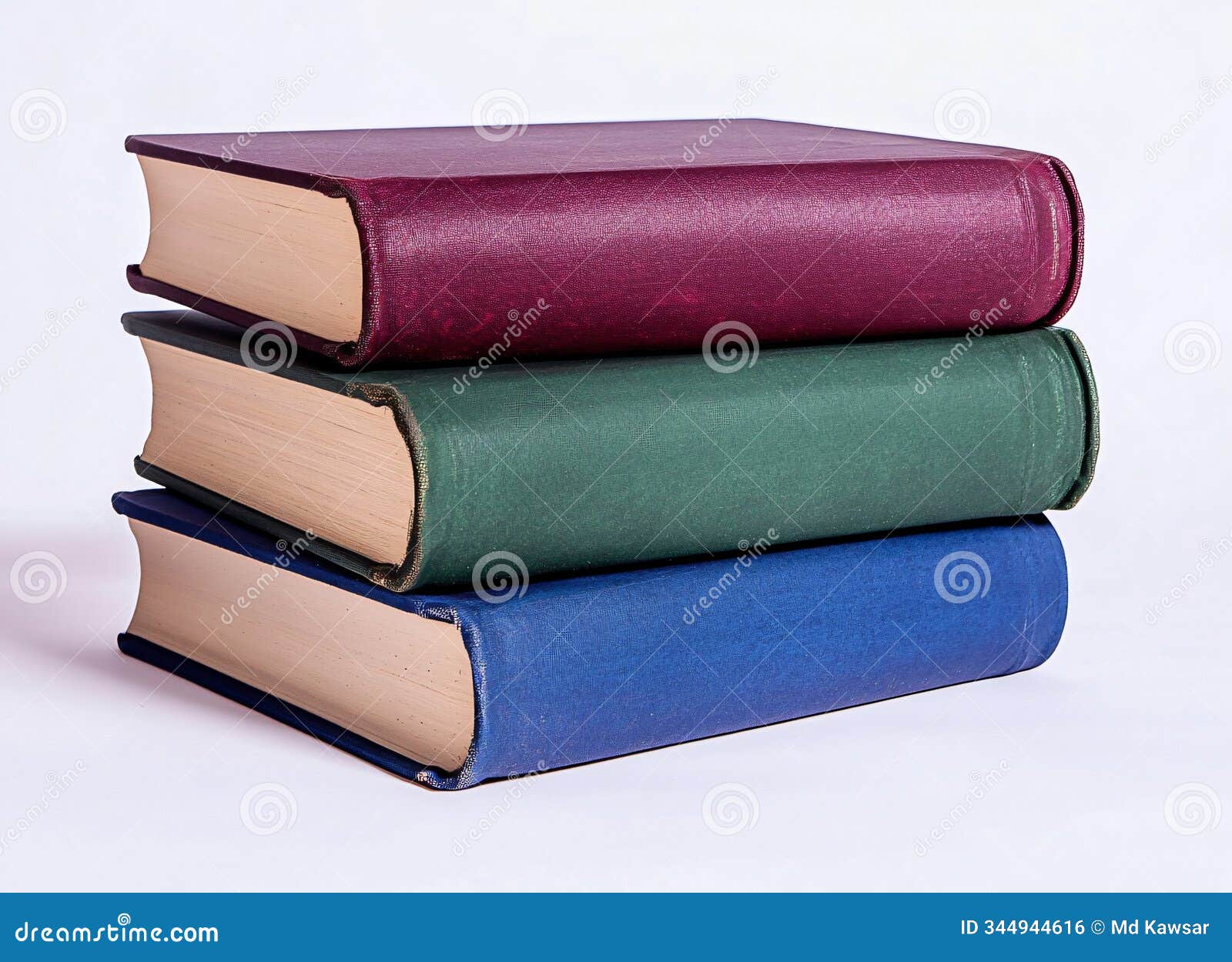 Stack of Three Books in Burgundy, Blue and Green Stock Illustration ...