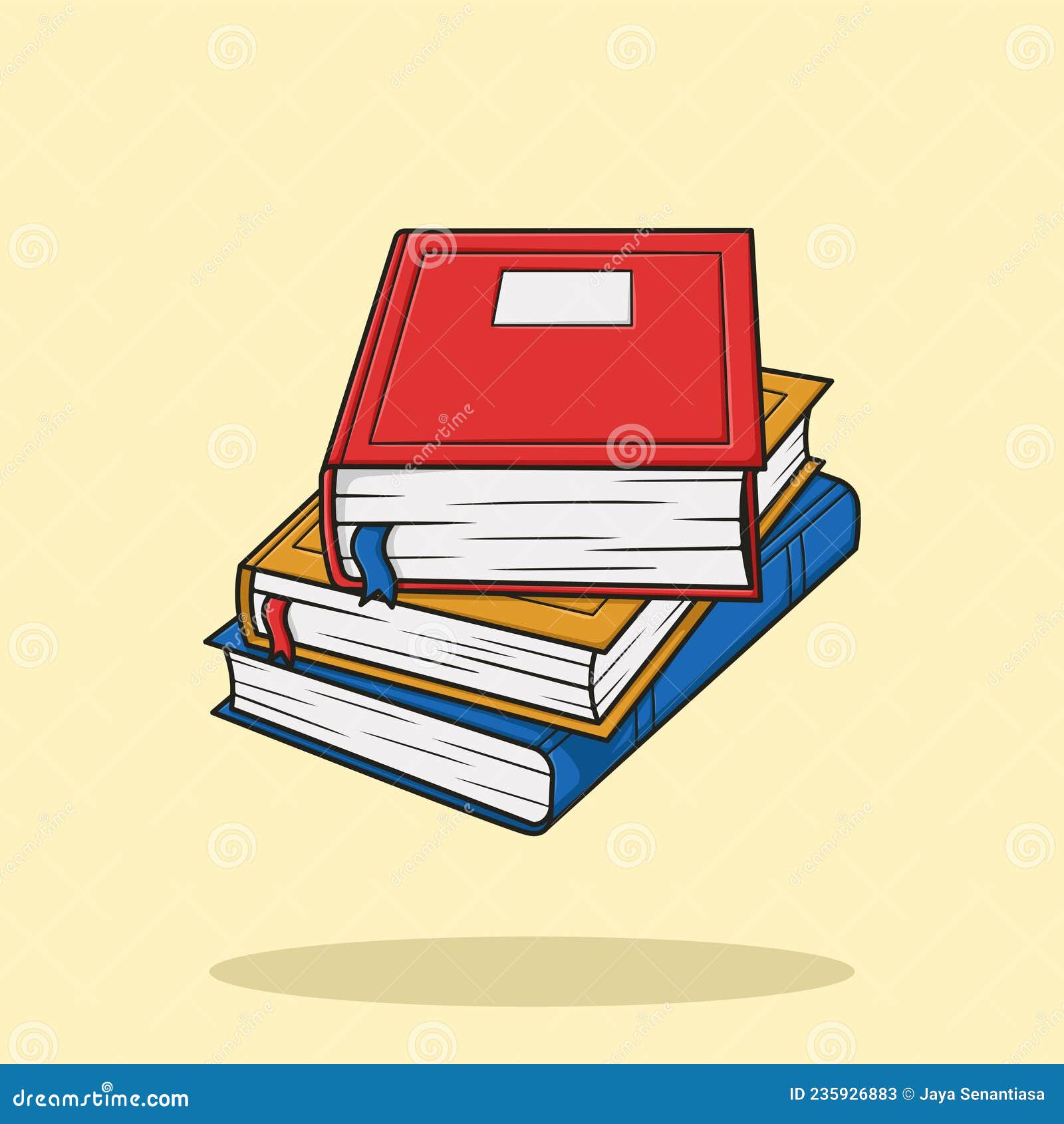 Stack Three Books Cartoon Vector Illustration Stock Vector ...