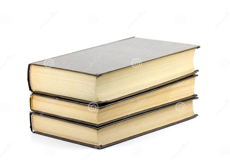 Stack of Three Books Isolated on White Stock Photo - Image of history ...