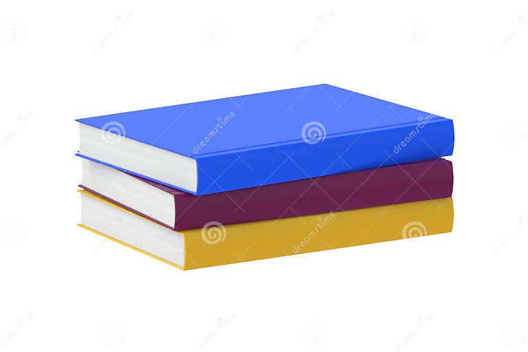Stack of Three Books Isolated on White Background Stock Illustration ...