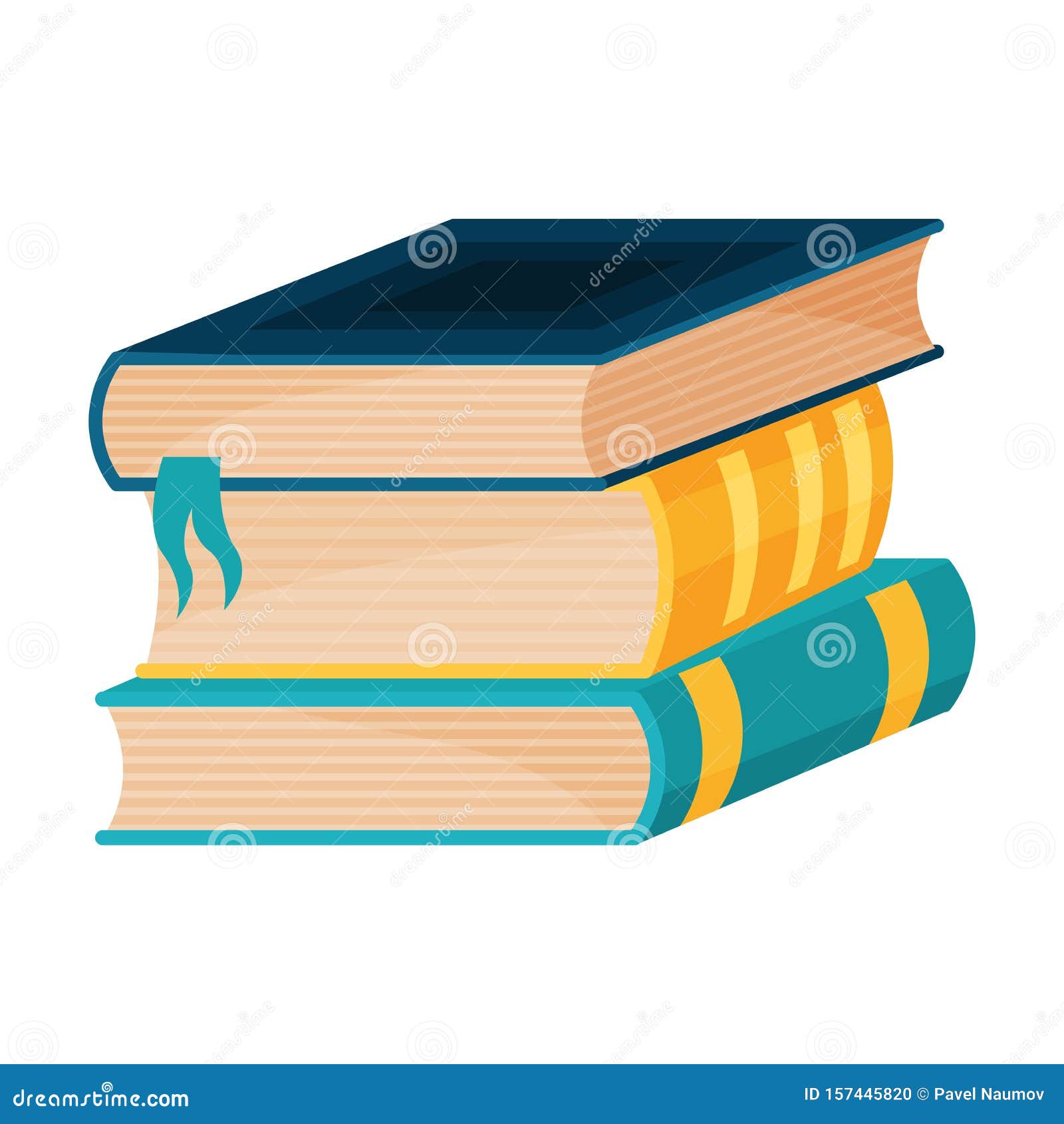 Stack of Three Books. Vector Illustration on a White Background. Stock ...
