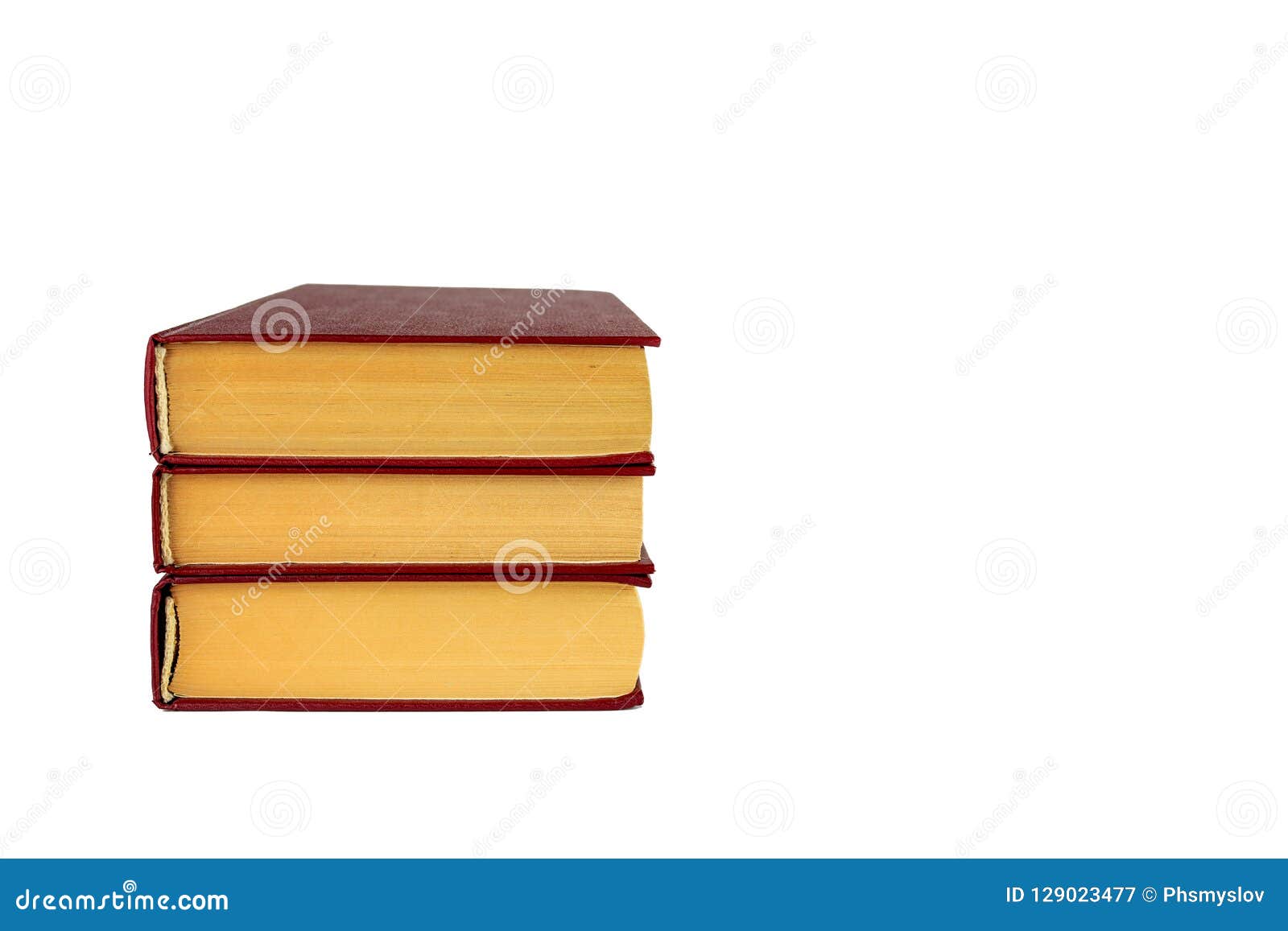 Stack of Three Books on a White Background. Stock Image - Image of ...
