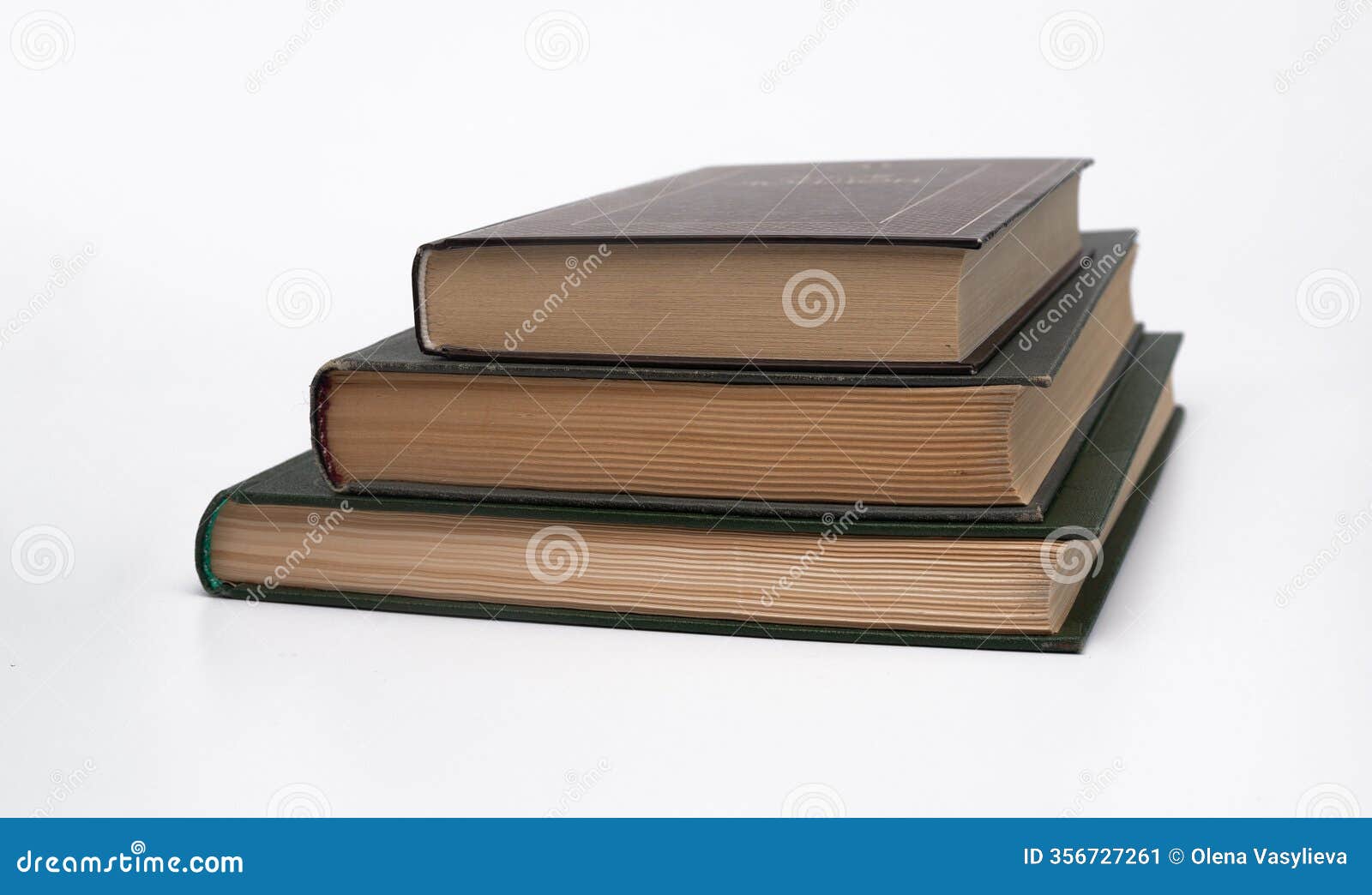 A Stack of Three Books on a White Background. Stock Image - Image of ...