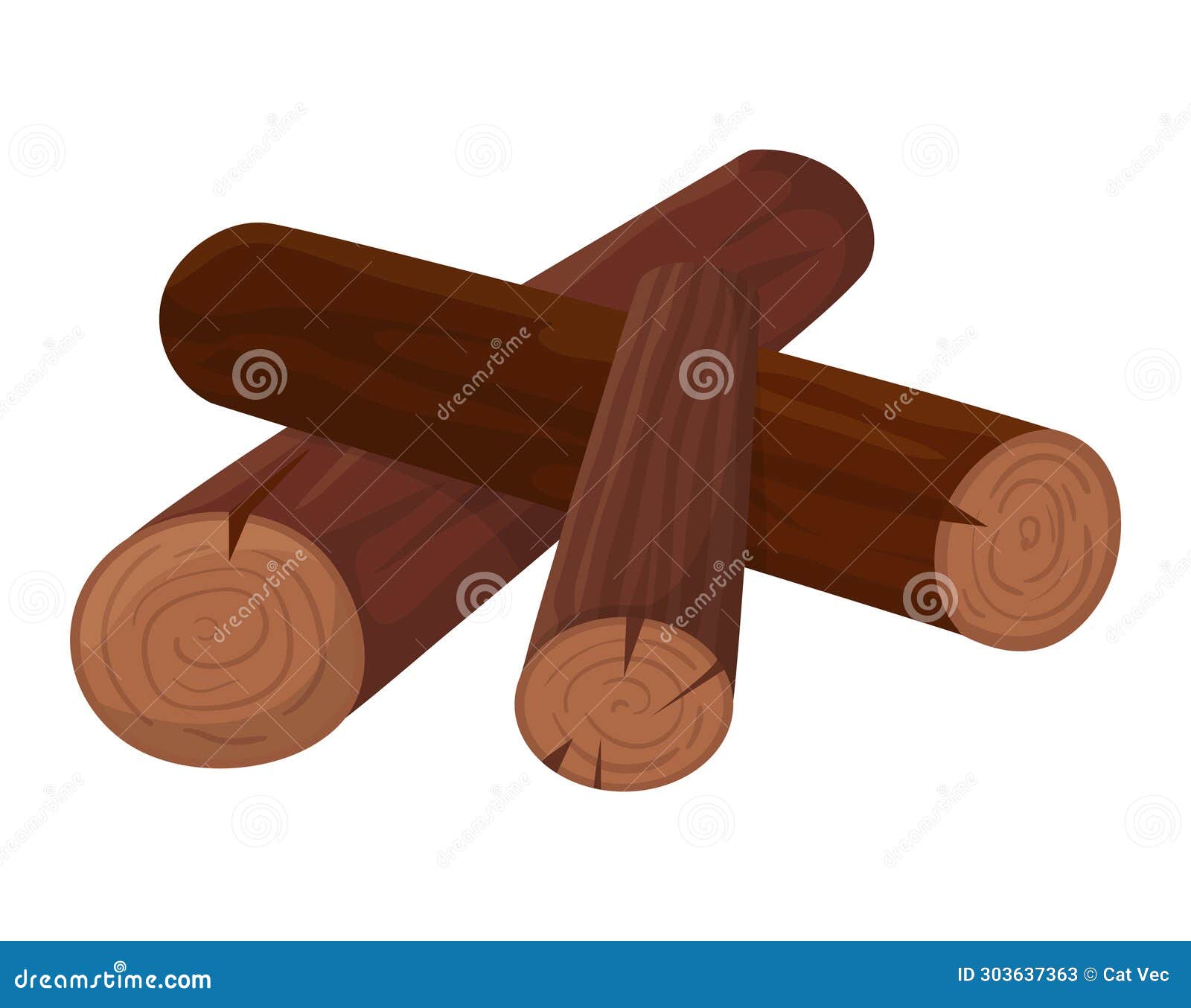 Stack of Three Brown Logs with Visible Tree Rings. Lumber Wooden ...