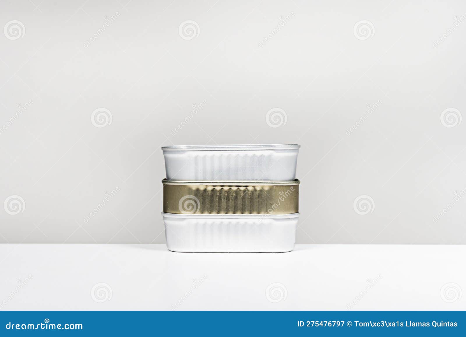 A Stack of Three Canned Food Tins Stock Image - Image of tinned, white ...
