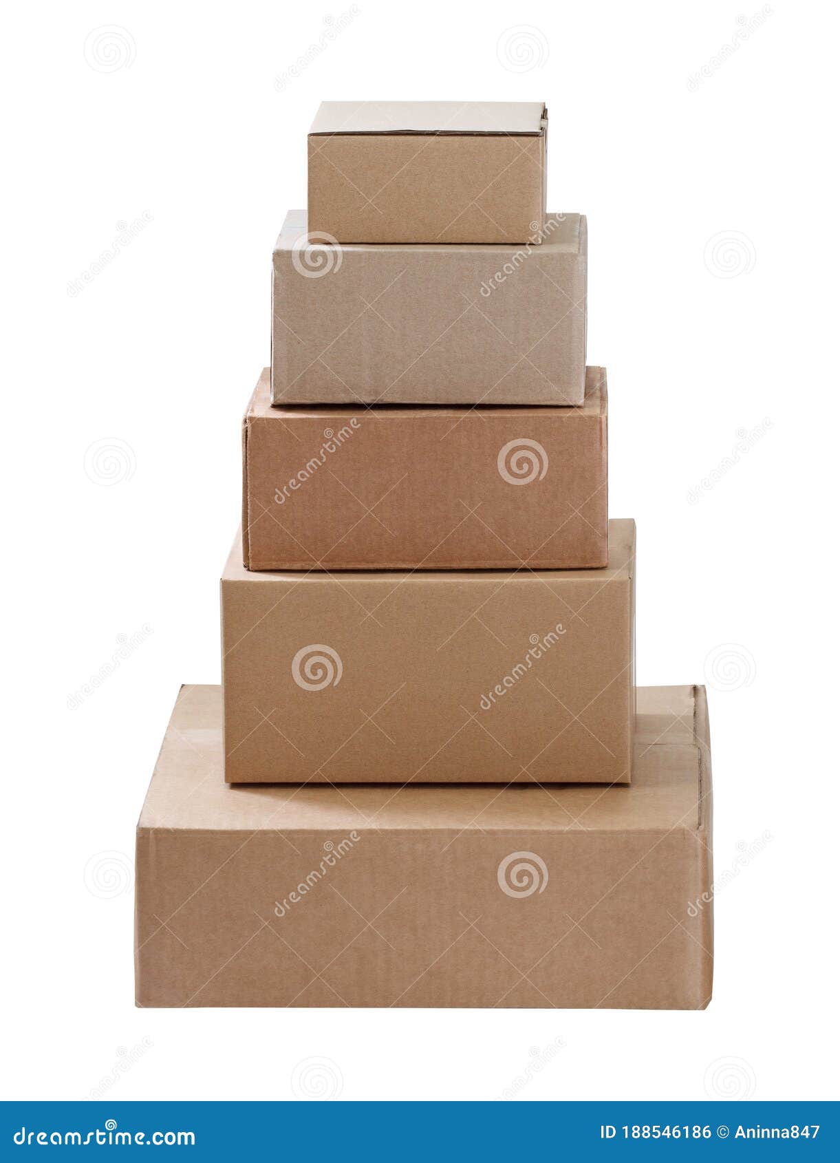 Stack of Three Cardboard Boxes of Different Sizes Isolated on White ...