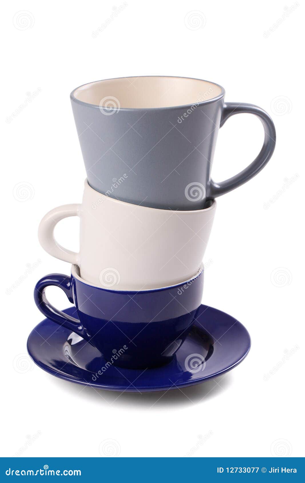 Stack of three coffee cups stock image. Image of arrangement - 12733077