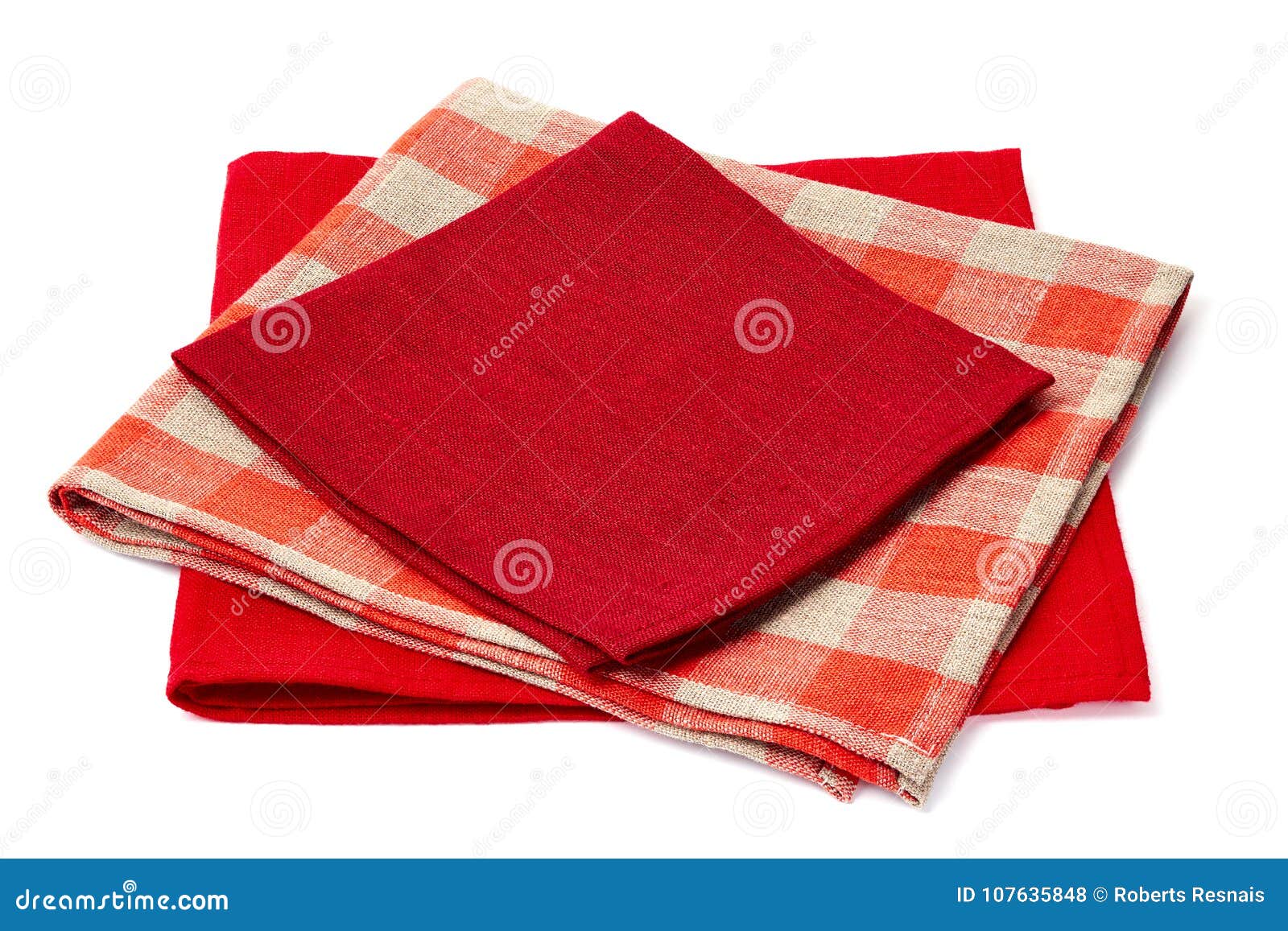 Stack of Three Colorful Napkins on White Stock Photo - Image of hygiene ...