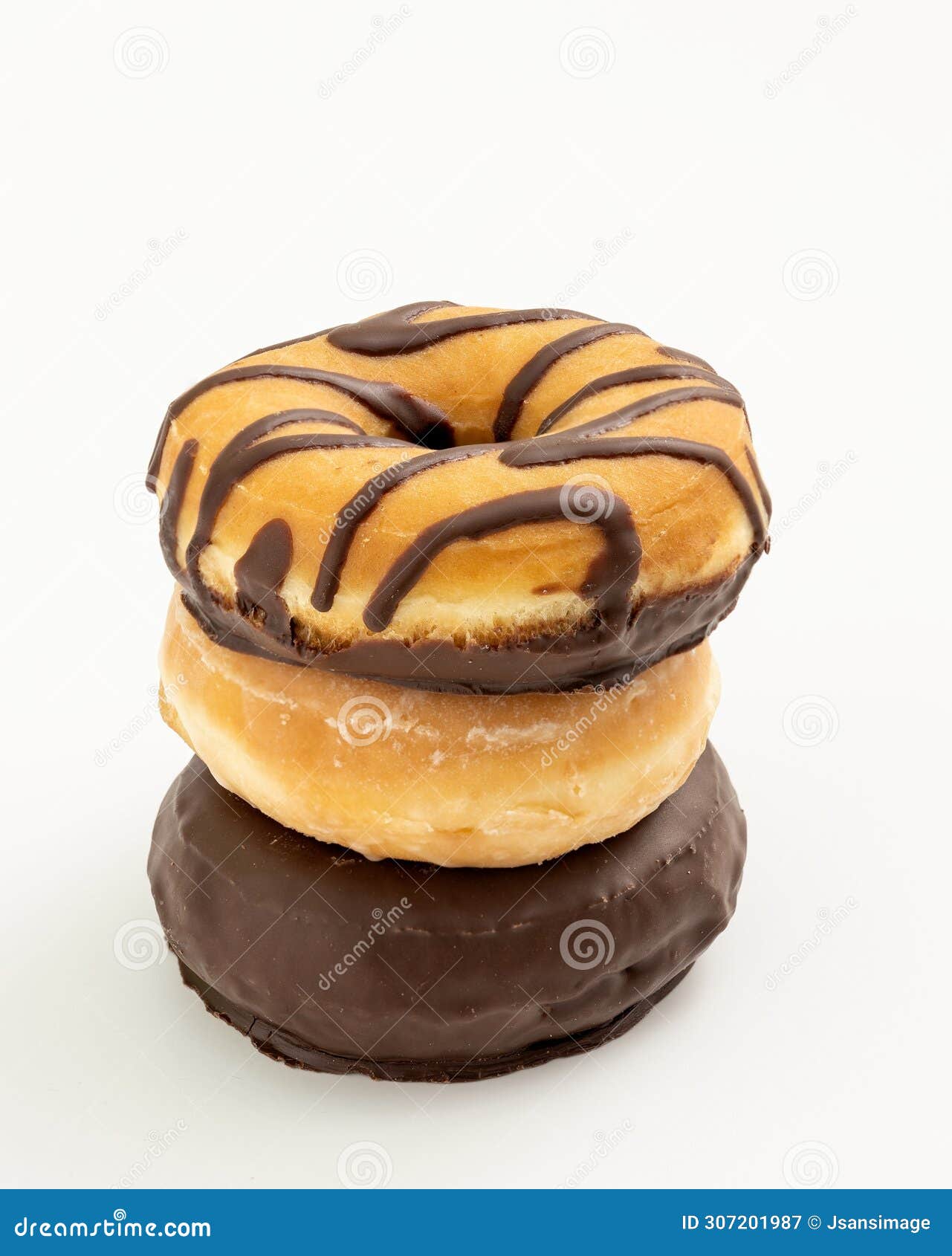 Stack of Three Donuts, with and without Chocolate Coating Stock Image ...
