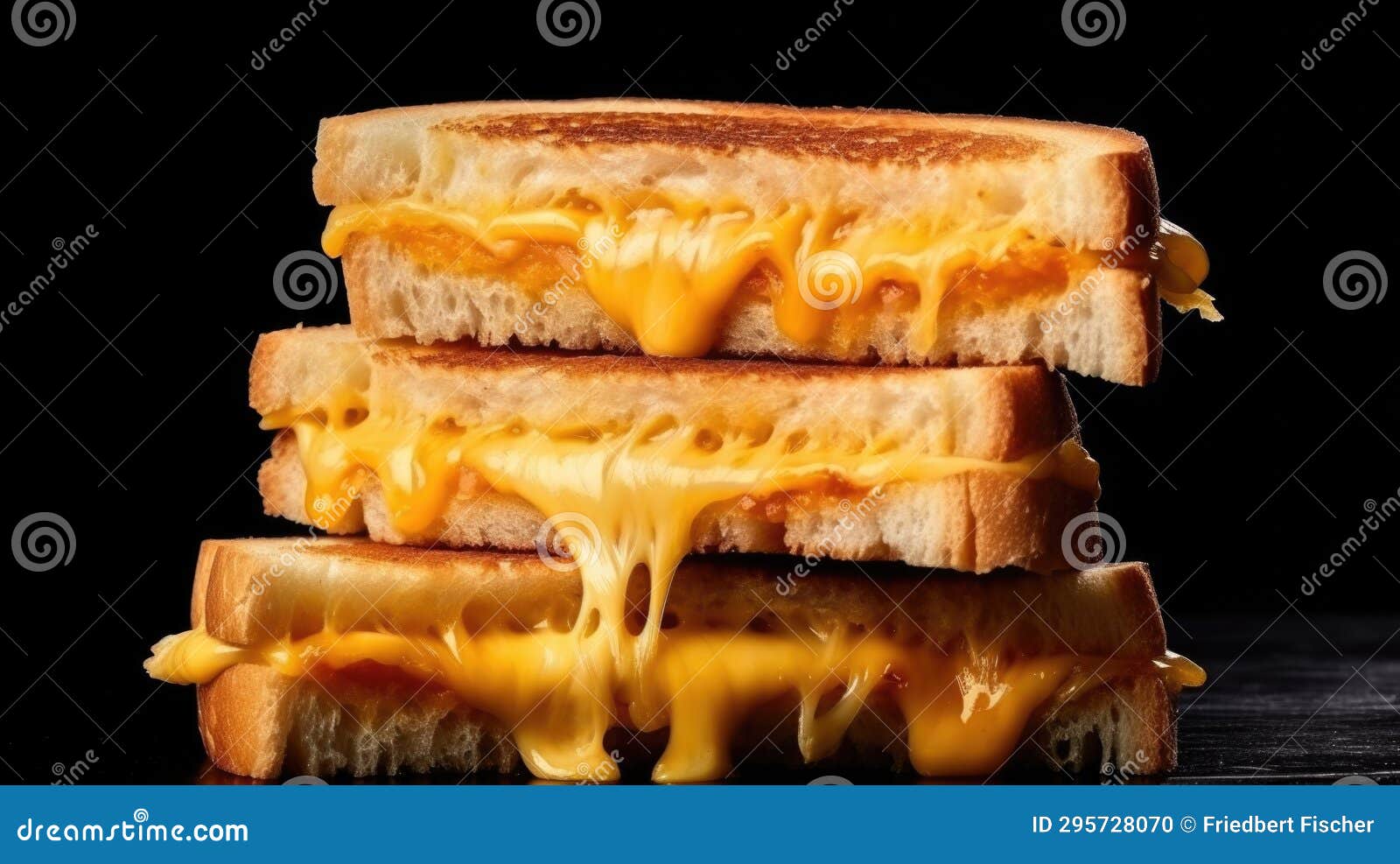 A Stack of Three Grilled Cheese Sandwiches with Melted Cheese Stock ...