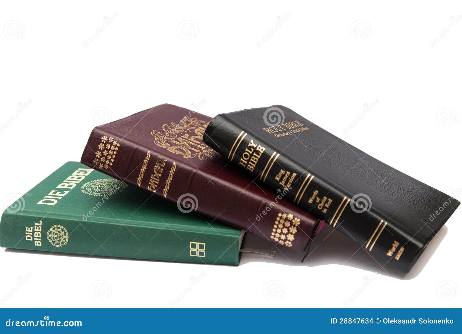Stack of three Holy Bibles editorial stock image. Image of group - 28847634