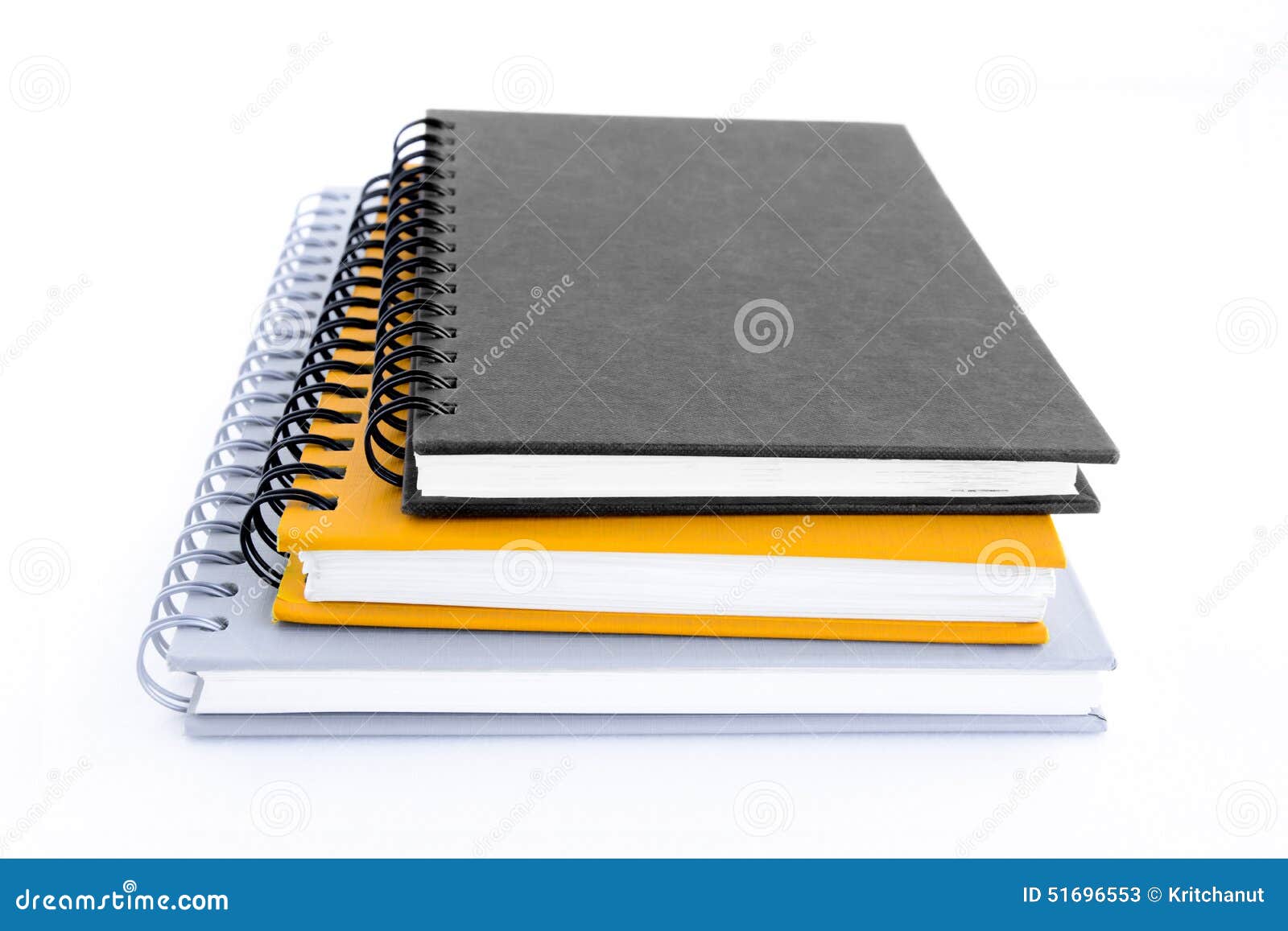 Stack of Three Notebooks or Copybooks on White Background Stock Image ...