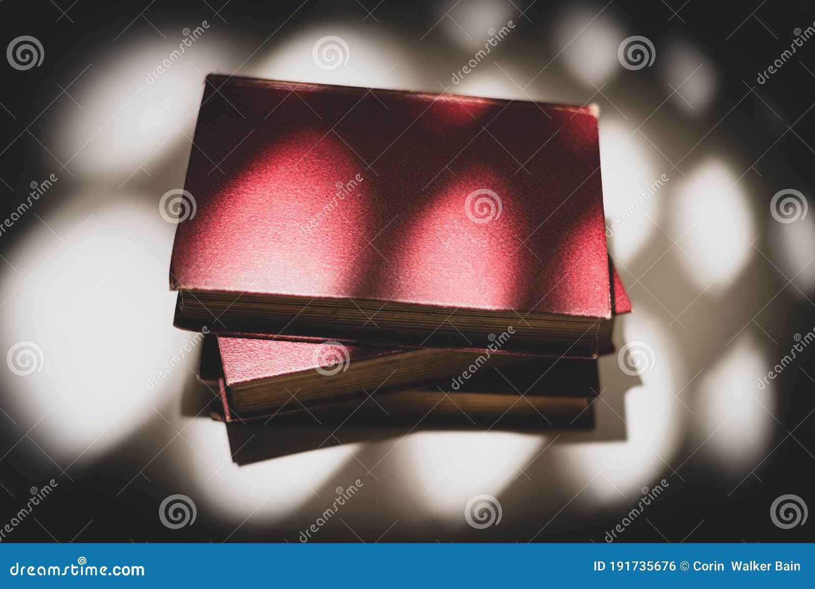 Stack of Three Old Books with Crimson Covers on an Isolated White ...