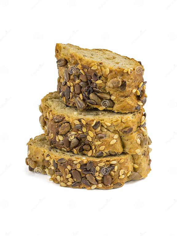 A Stack of Three Pieces of Bread from Coarse Flour Isolated on a White ...