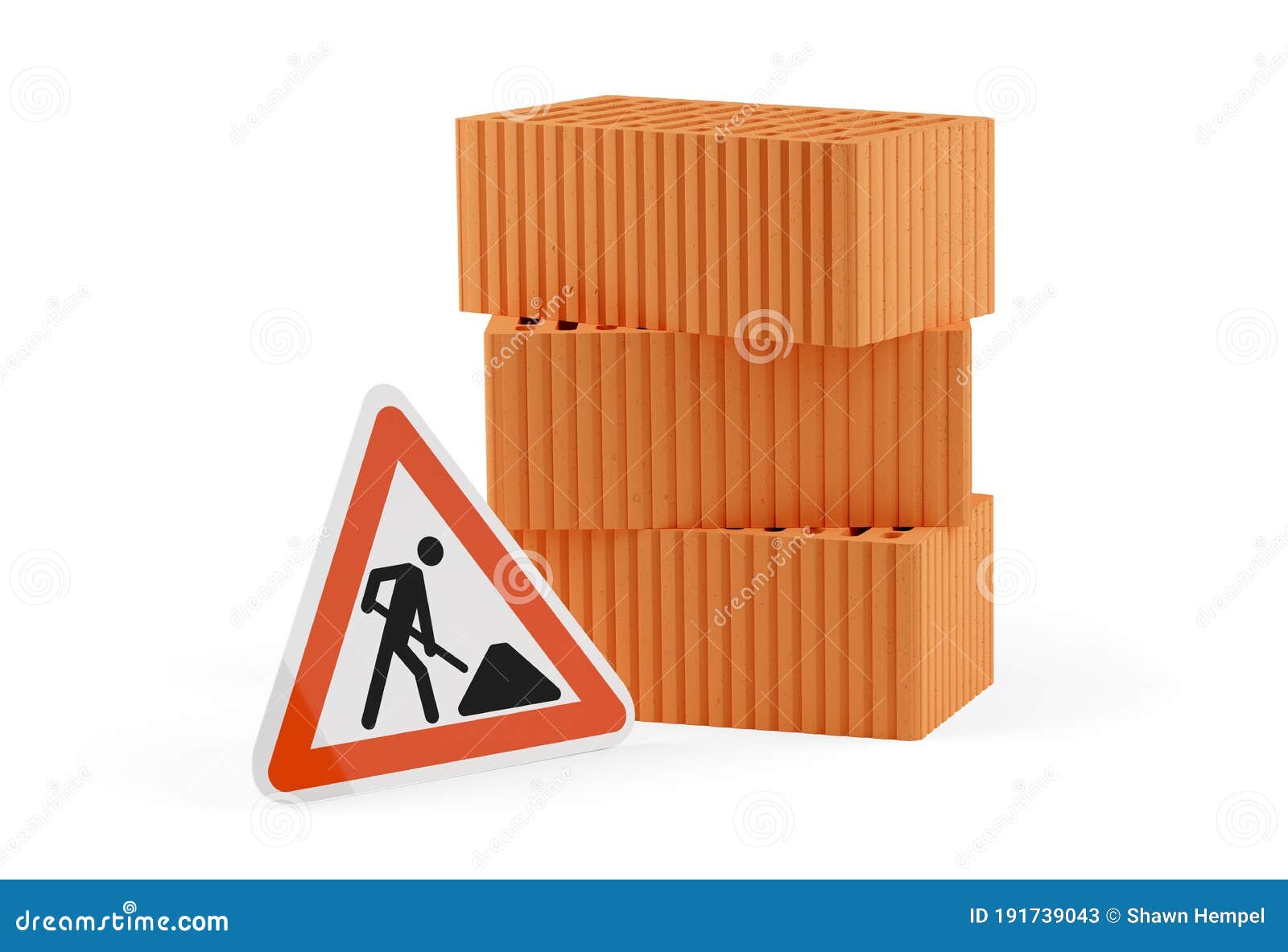 Stack of Three Red Brick Stones with Two Single Bricks in Front and ...