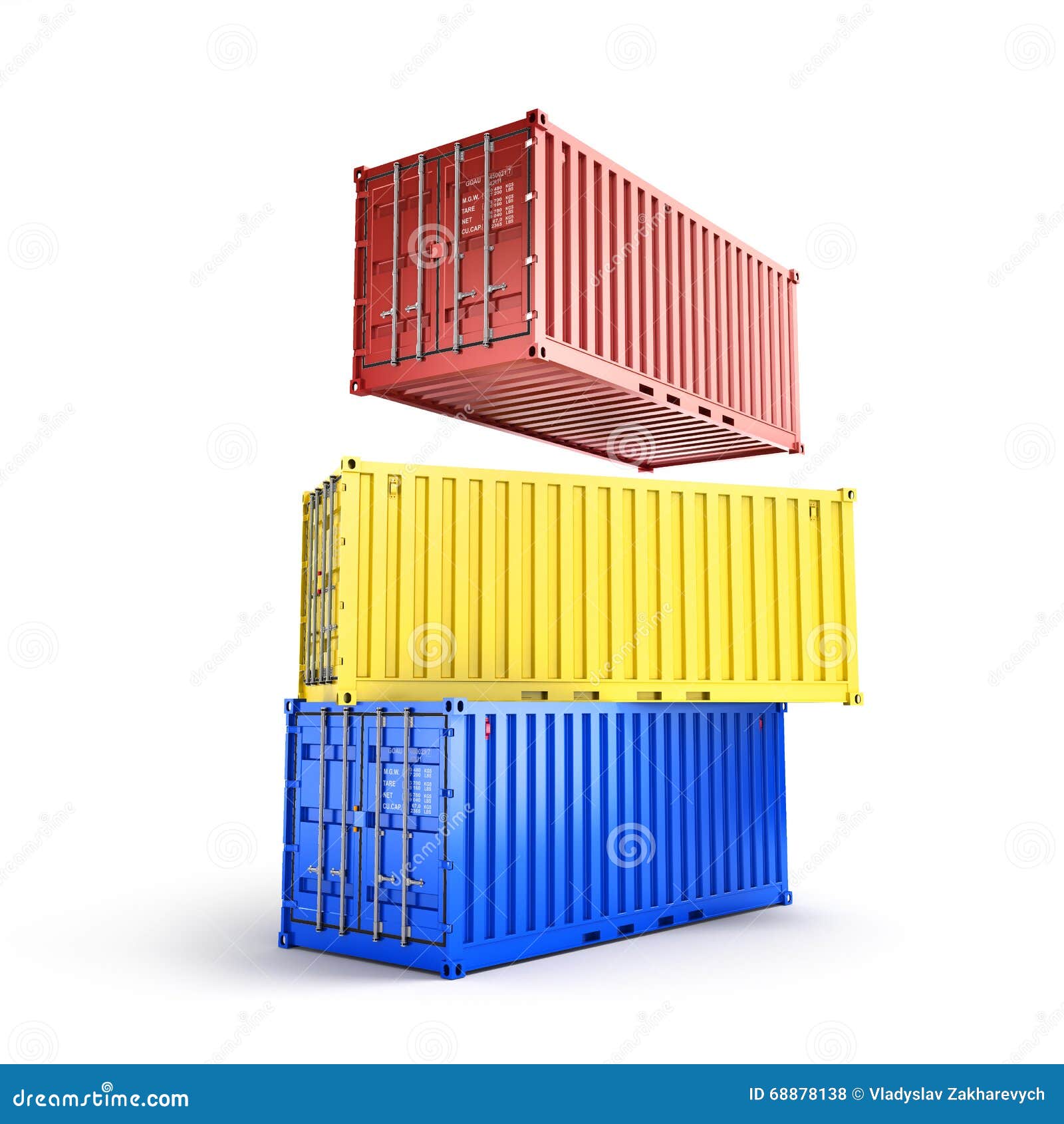 Stack Of Freight Containers With Blank White Banner. Royalty-Free Stock ...