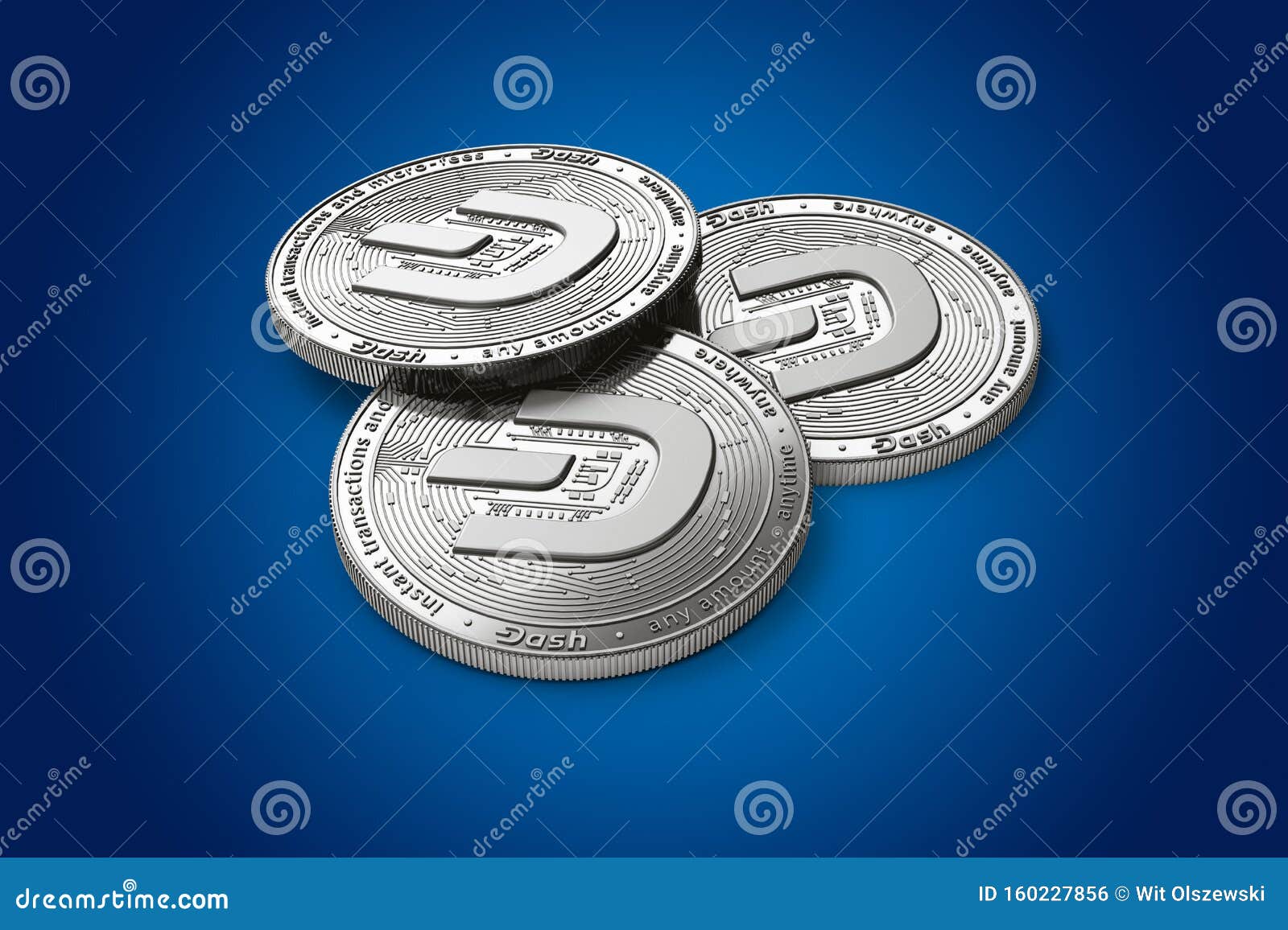 Stack of Three Silver Dash Coins with 2019 Logo Update, Isolated on ...