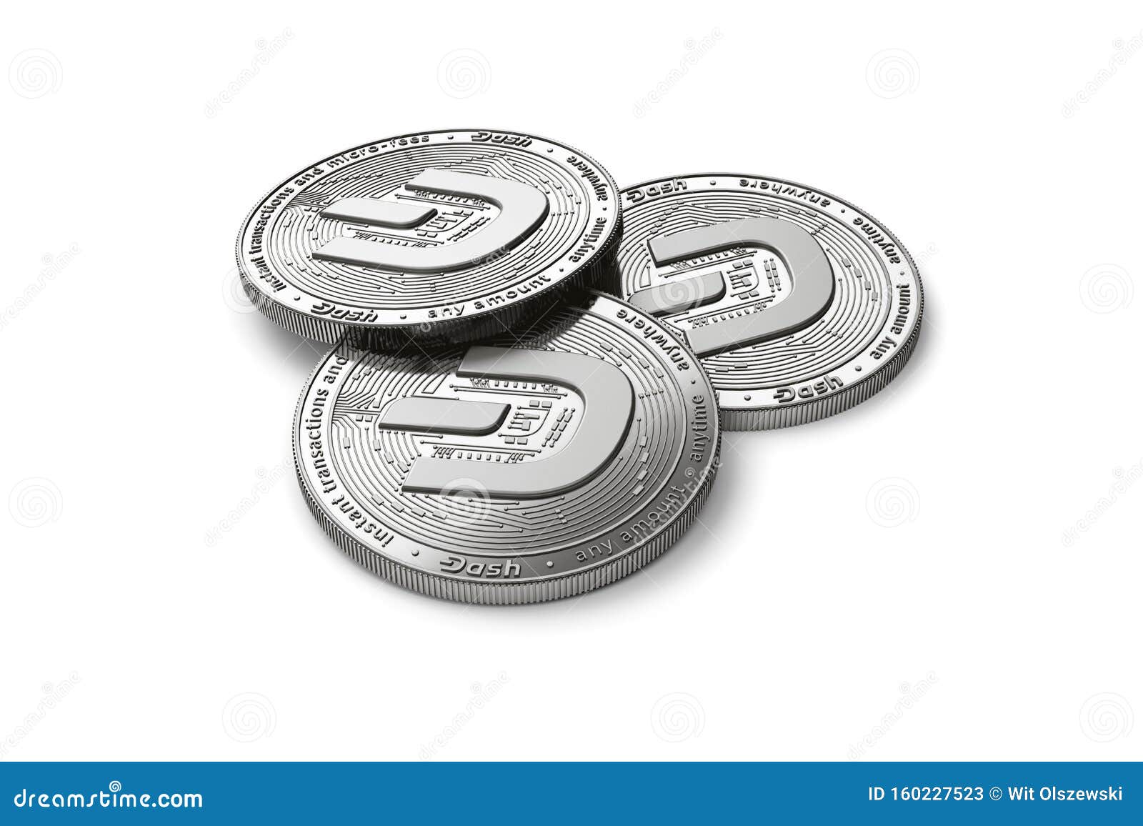 Silver Dash Coin Isolated On White Background. Royalty-Free Stock Photo ...