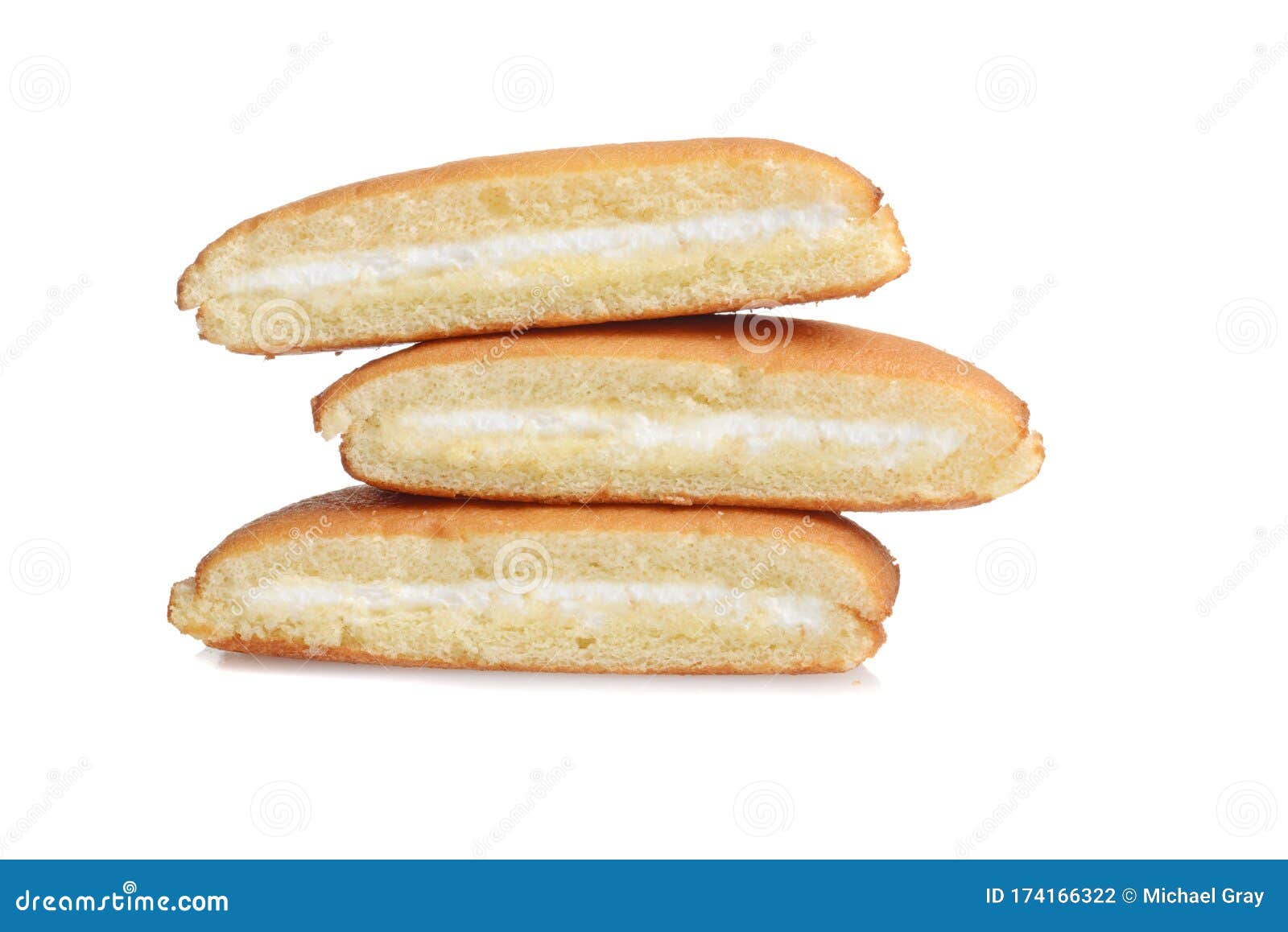 Stack of Three Slices Vanilla Sponge Cake with Cream Filling Stock ...