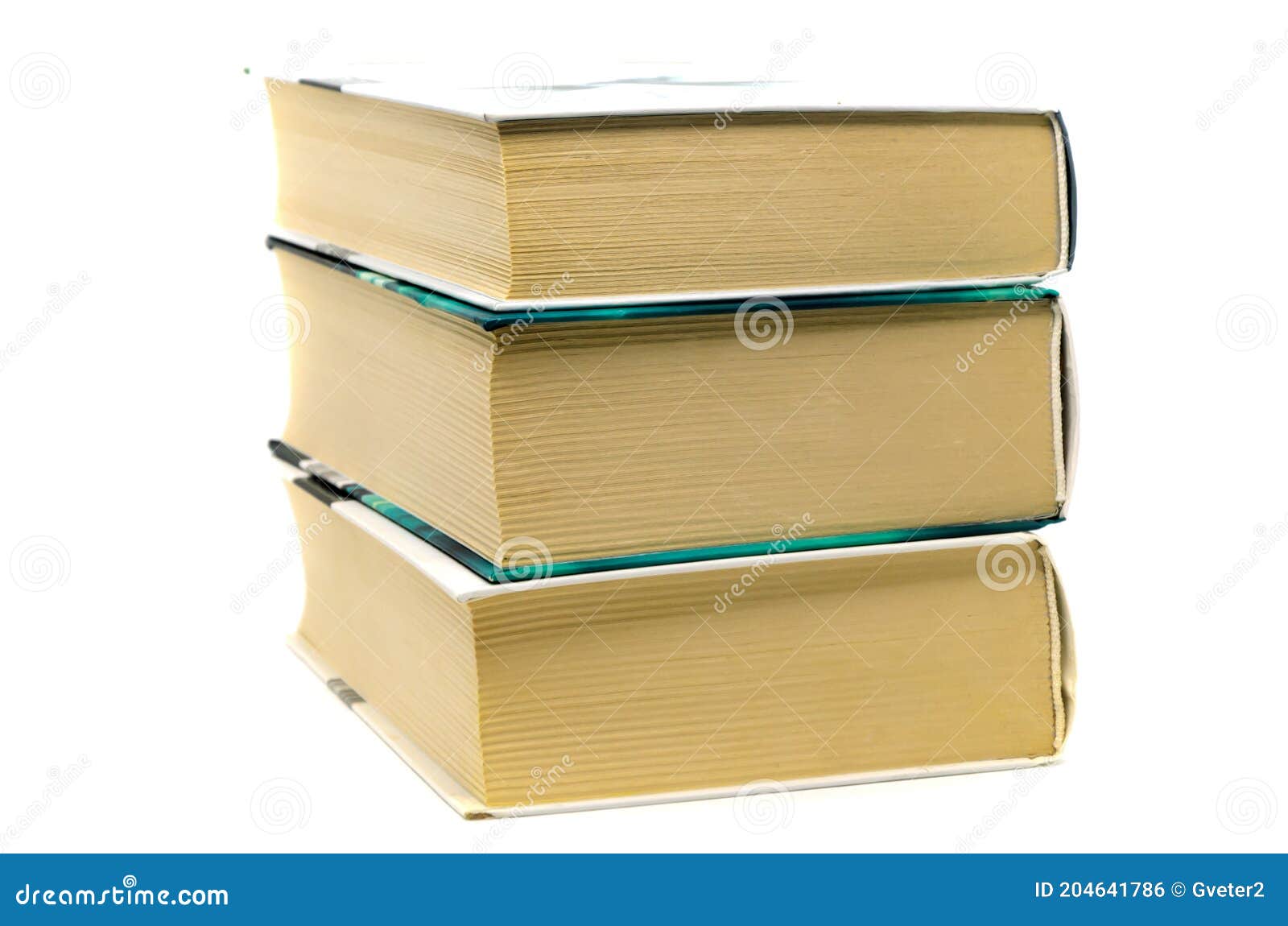 Stack of Three Thick Books on White Background. Paper Dictionaries ...