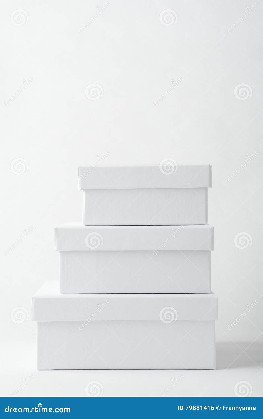Stack of Three White Boxes with Lids Closed Stock Photo - Image of ...