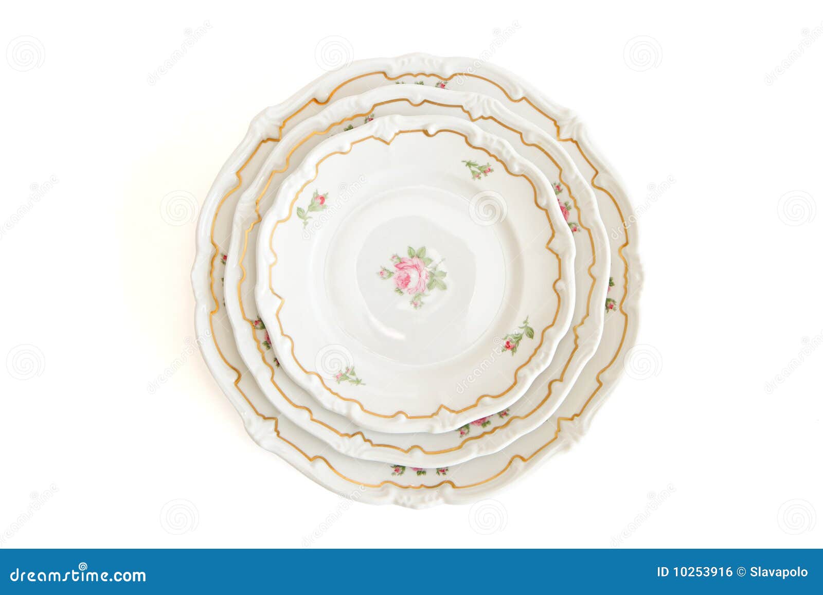 Stack of Three White Plates and Saucers Top View Stock Photo - Image of ...