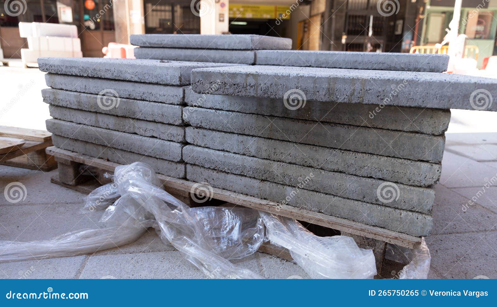 Stack of Tiles on Top of Pallets on the Sidewalk Stock Image - Image of ...