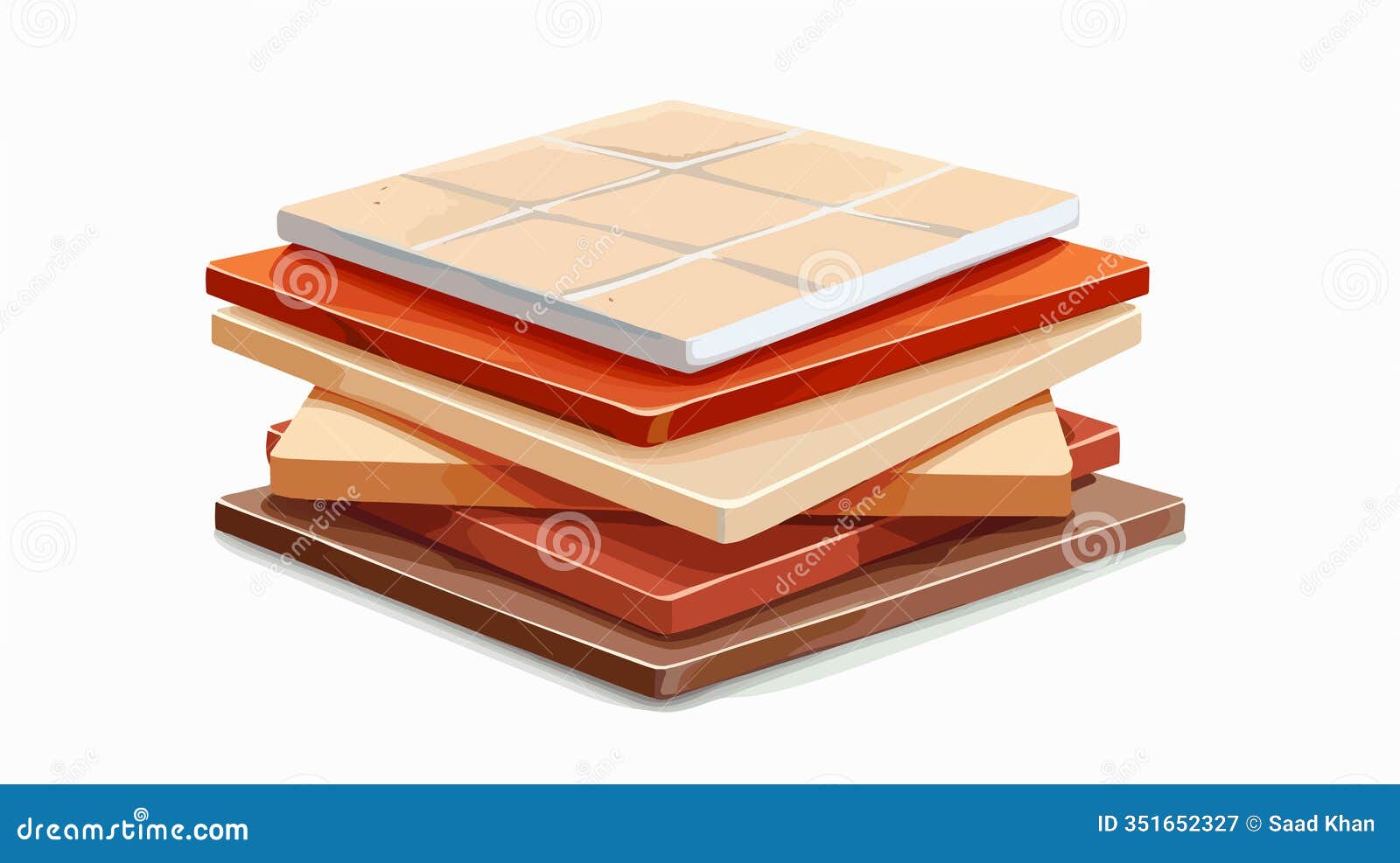 Stack of Tiles on White Background - Geometric Tile Pattern for Design ...