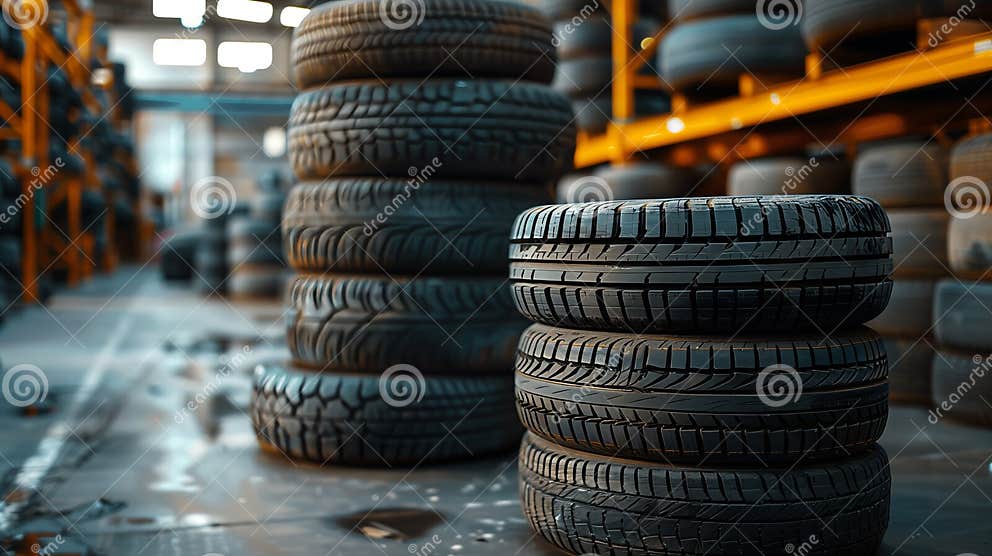 A Stack of Tires is Arranged Vertically on Top of One Another Stock ...