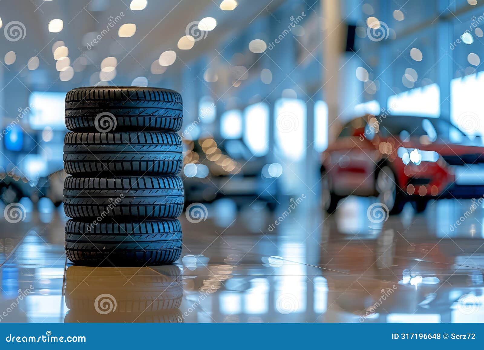 A Stack of Tires on the Background of Cars Stock Photo - Image of tyre ...