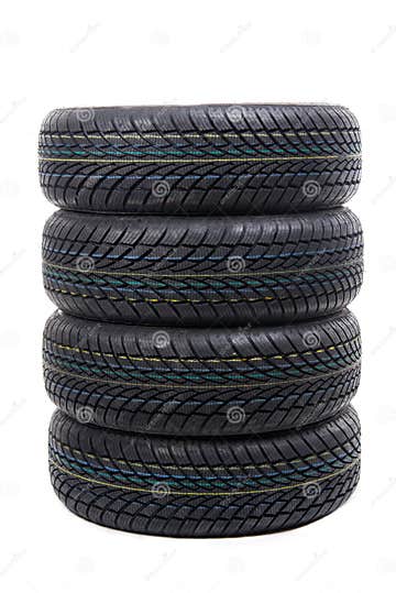 Stack of Tires Isolated on White Stock Photo - Image of wheel, tyre ...