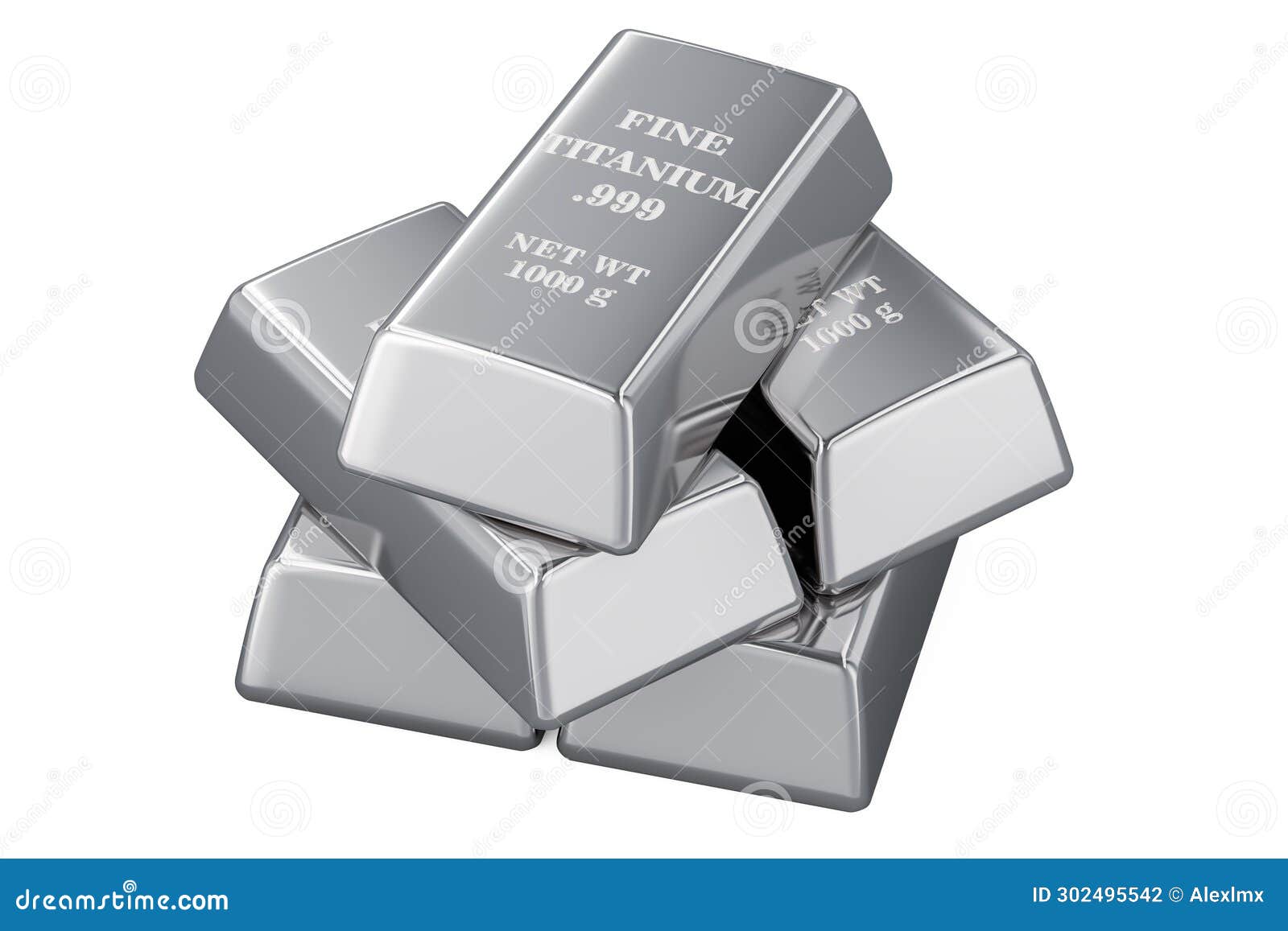 Stack of Titanium Ingots, Titanium Bars. 3D Rendering Stock ...