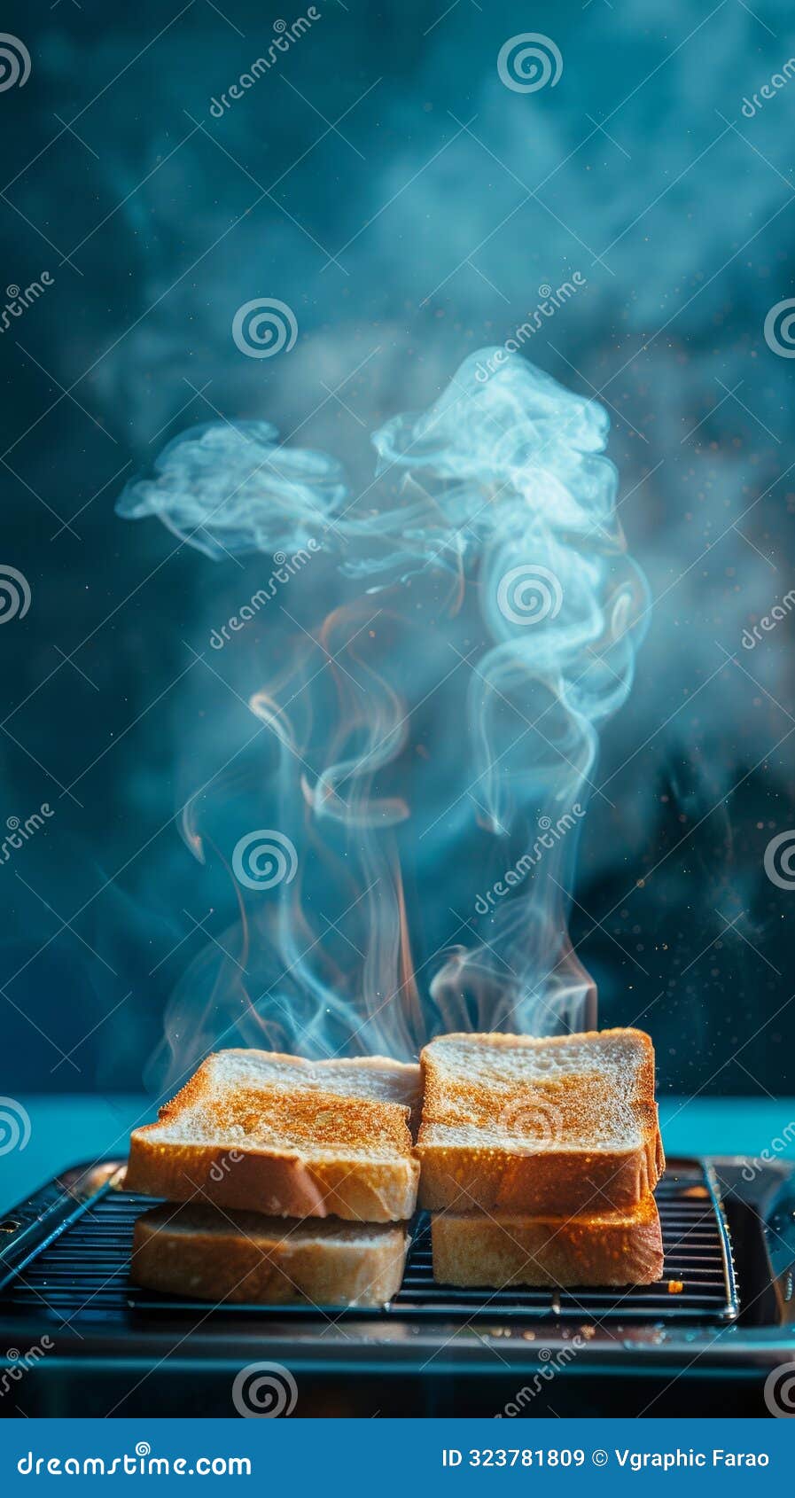 Stack of Toasted Bread with Rising Smoke on a Wire Rack, Close-up ...