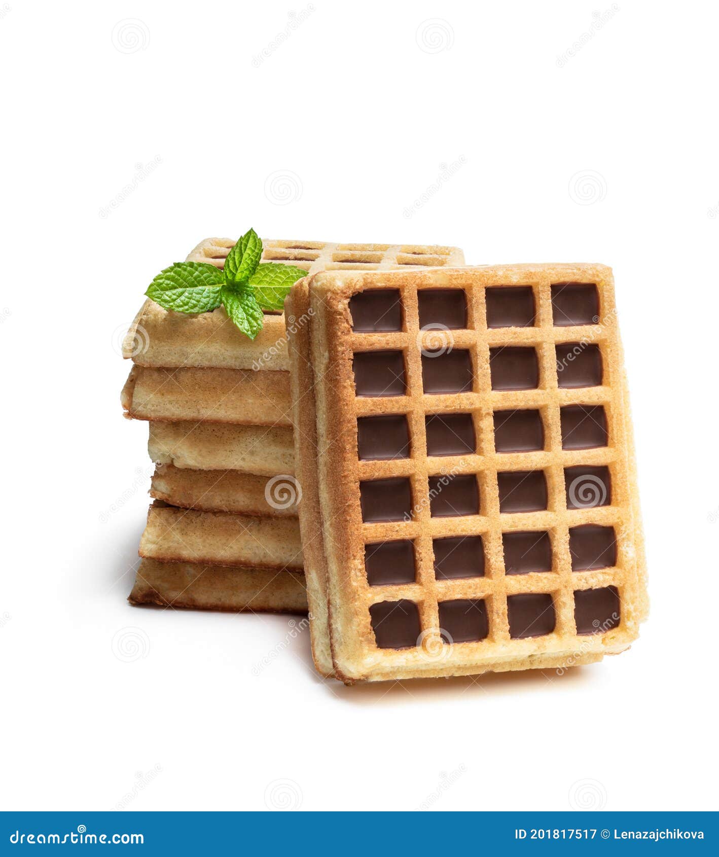 Stack of Toasting Waffles with Chocolate Isolated on White Stock Image ...