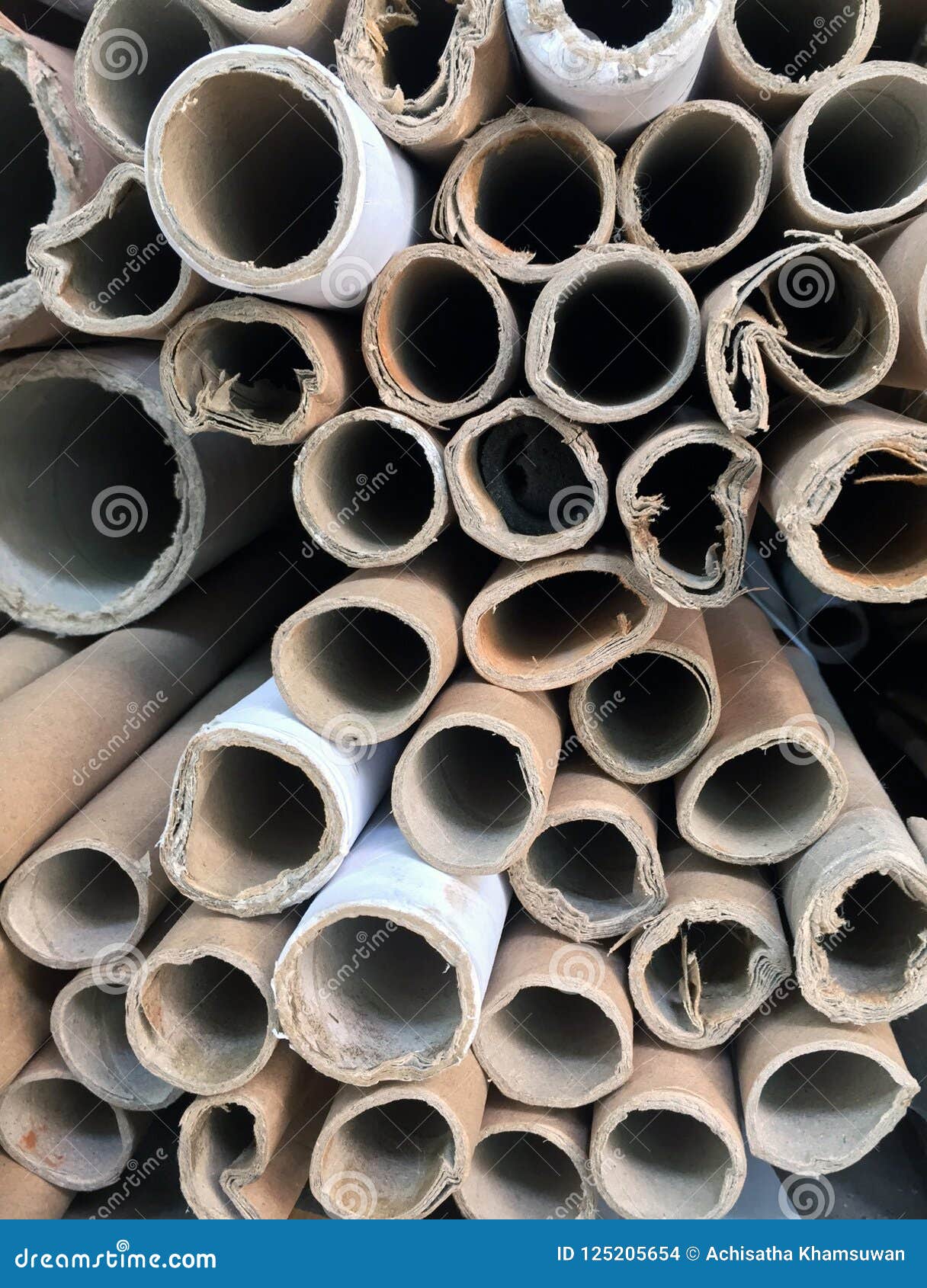 Stack Together of Old Paper Core. Stock Photo - Image of packaging ...