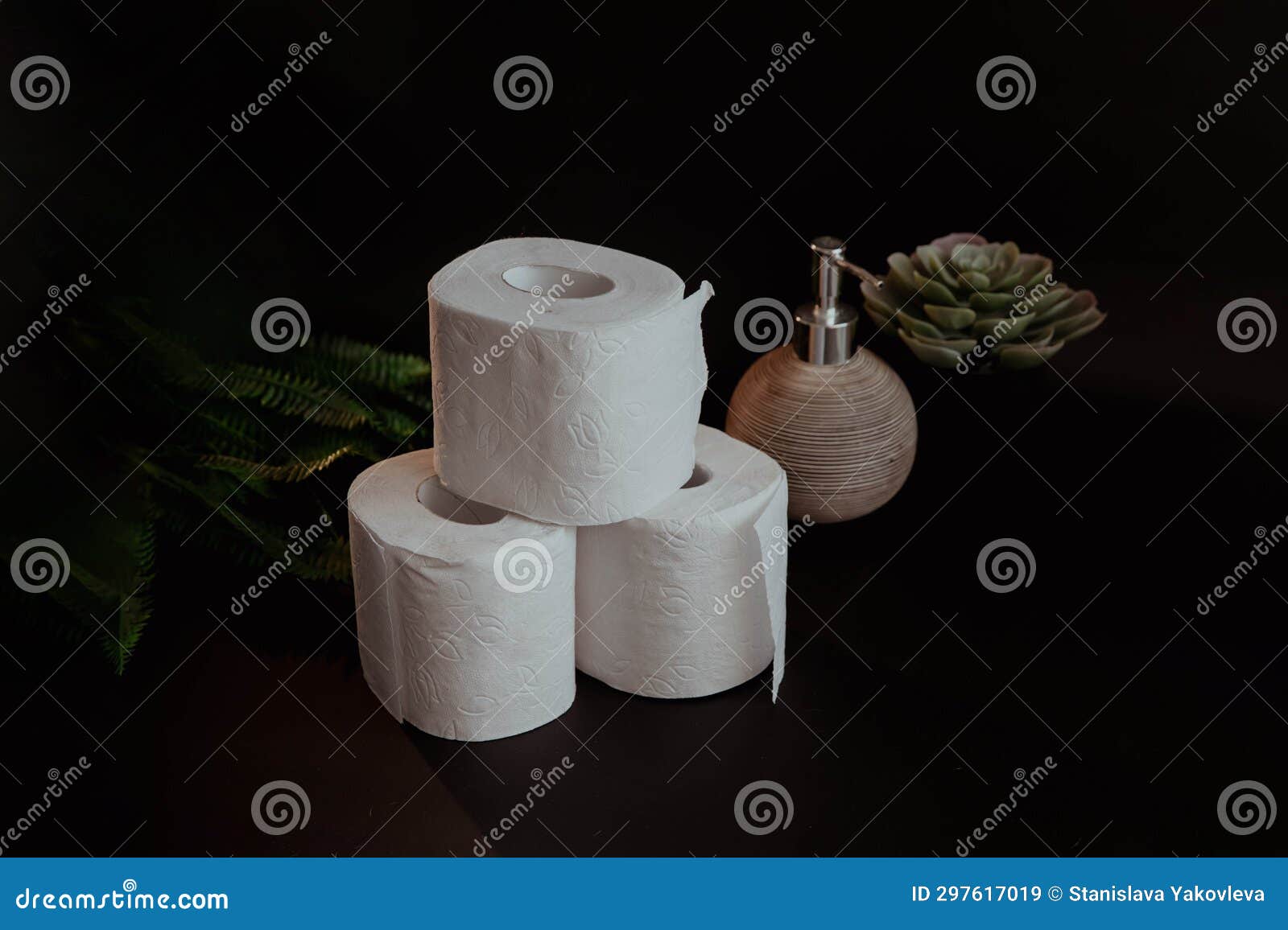 Stack of Toilet Paper Rolls on Black Background Stock Image - Image of ...
