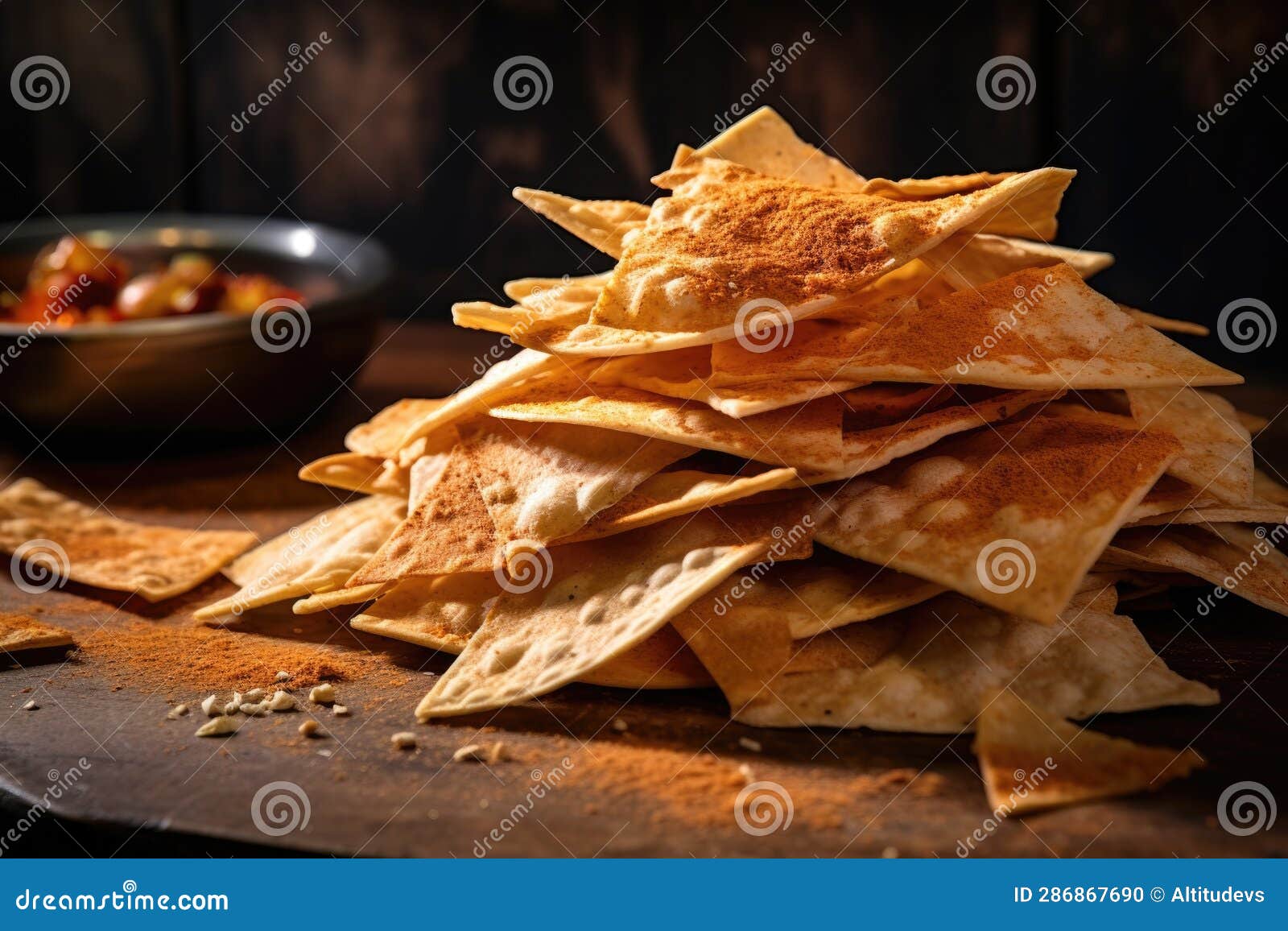 Stack of Tortilla Chips Ready for Nacho Toppings Stock Photo - Image of ...