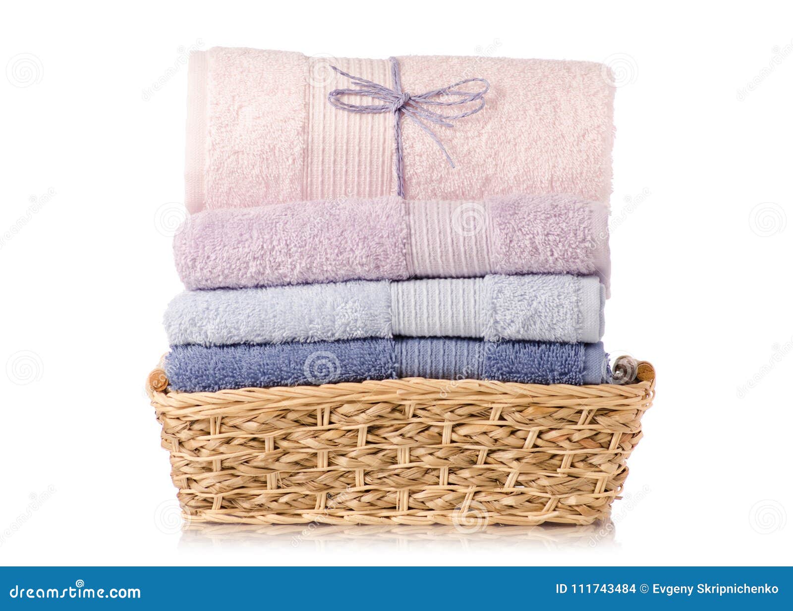 A stack towel in basket stock photo. Image of heap, bathroom - 111743484
