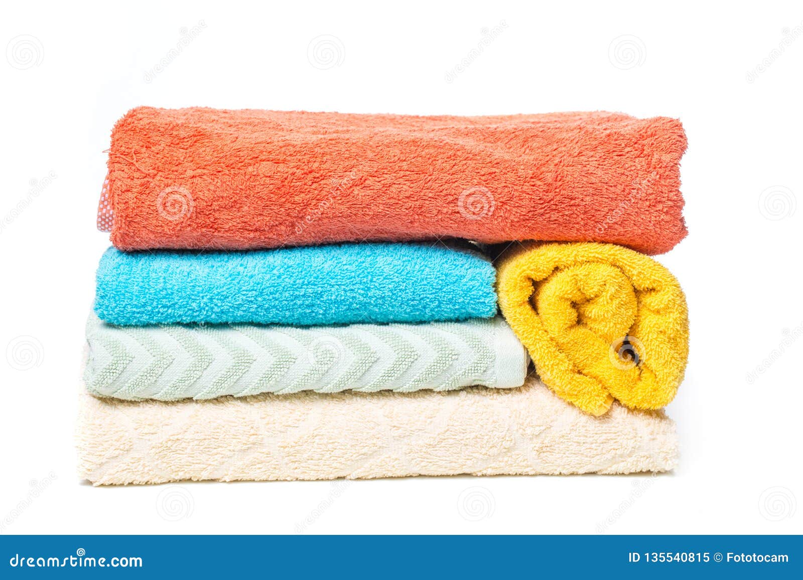 Stack of Towels Isolated on White Background Stock Image - Image of ...
