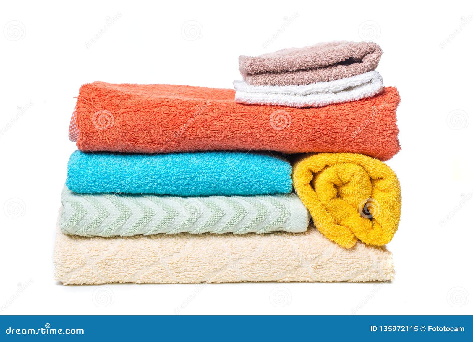 Stack of Towels Isolated on White Background Stock Image - Image of ...