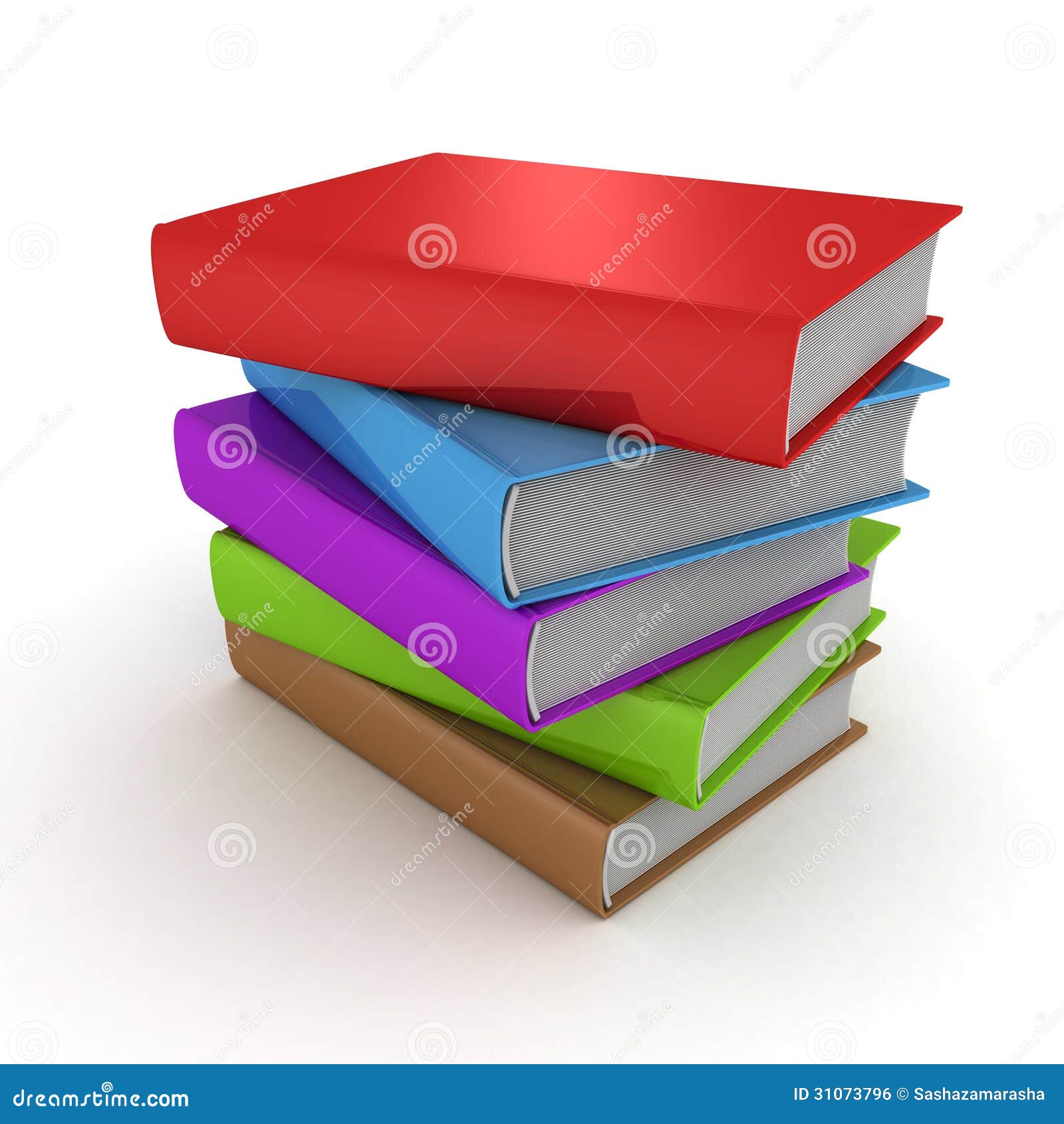 Stack Tower of Colorful Books on White Background Stock Illustration ...