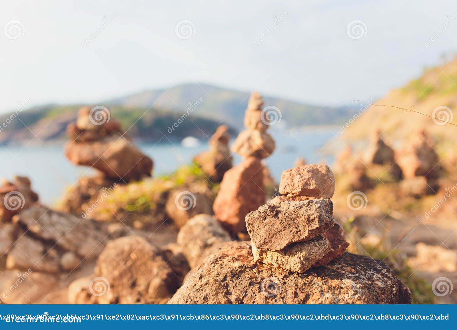 Stack Tower Stone Zen Art Folded Blurred Rock Background. Large Small ...