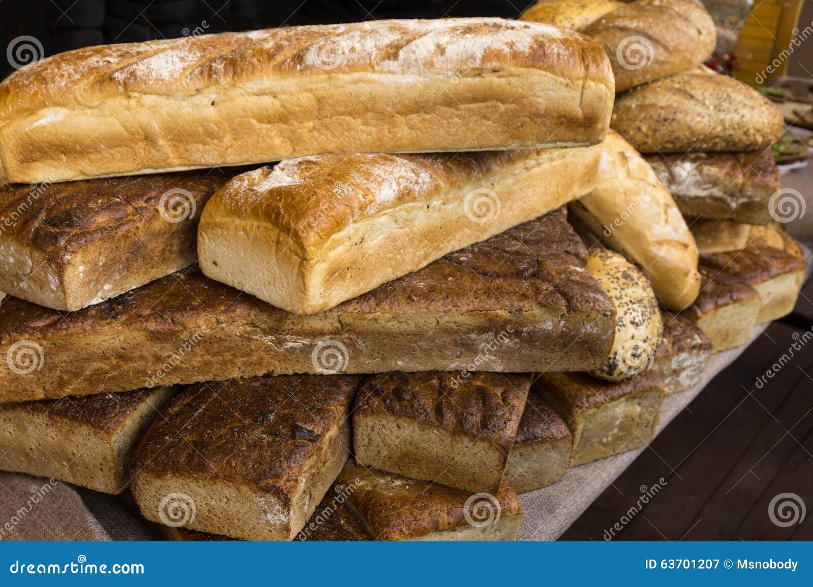 Stack of Traditional Bread on the Street Market Stock Image - Image of ...