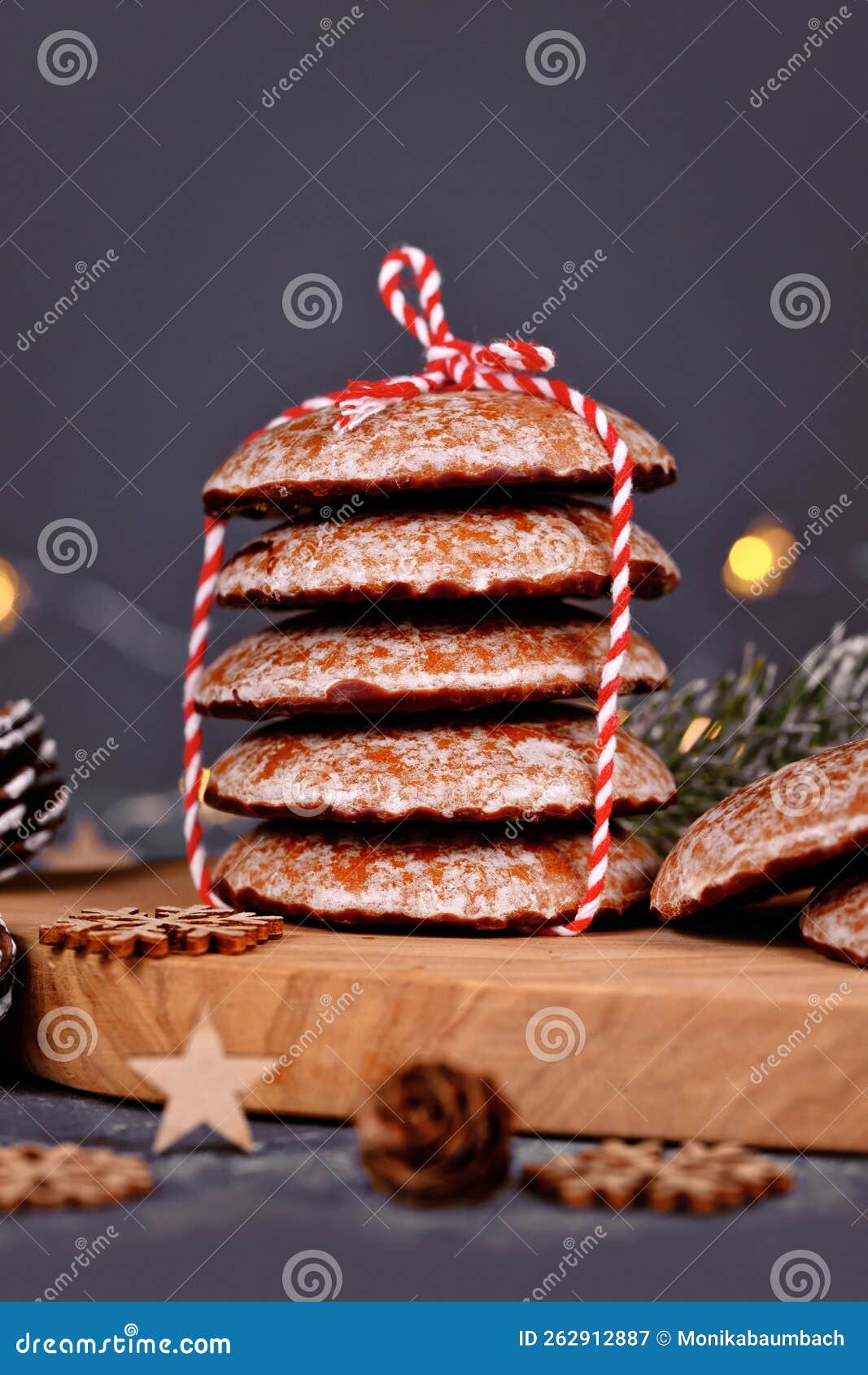 Stack of German Round Glazed Gingerbread Christmas Cookie Called ...