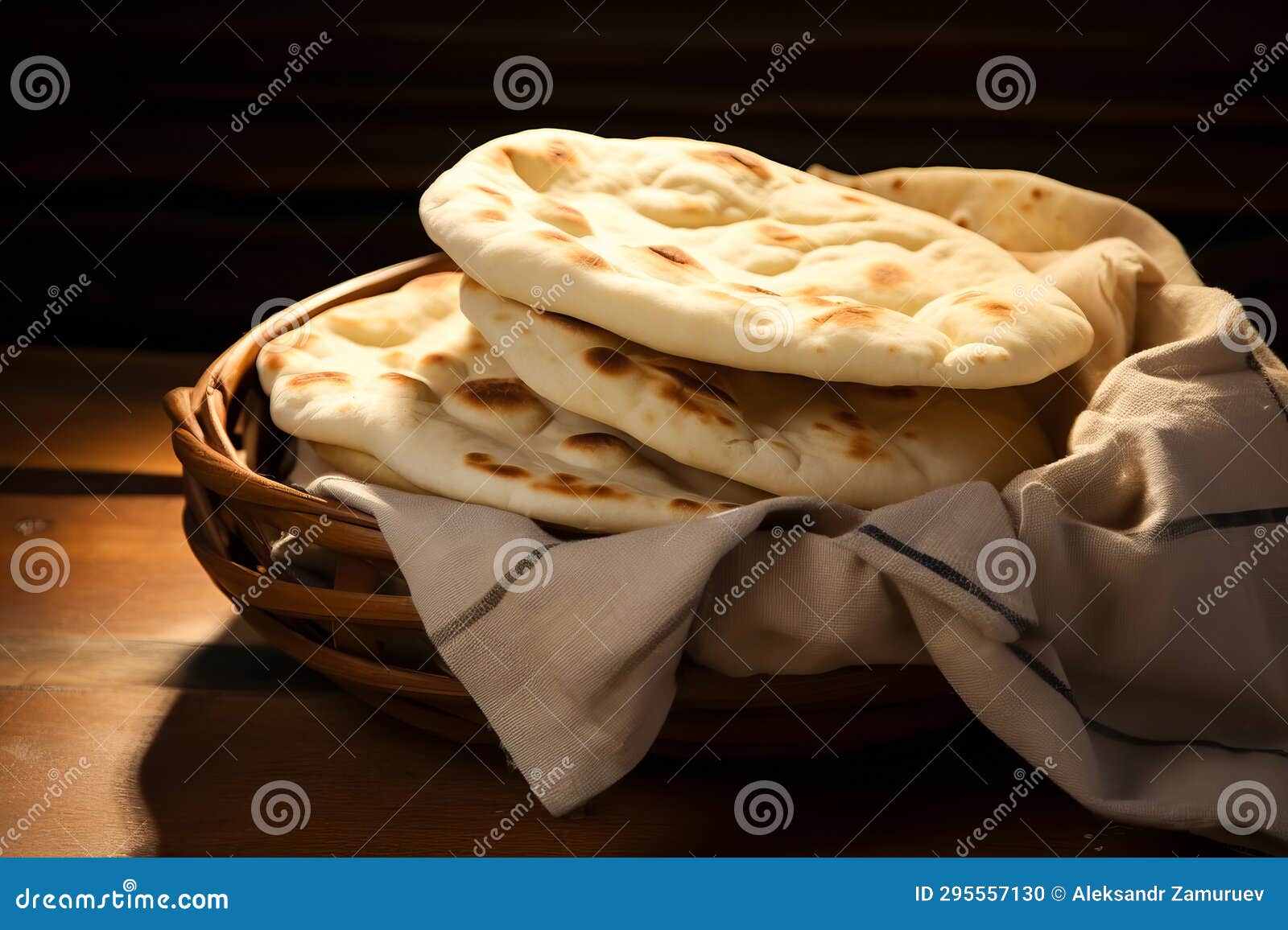 Stack of Traditional Naan Bread on the Table Isolated on Dark ...