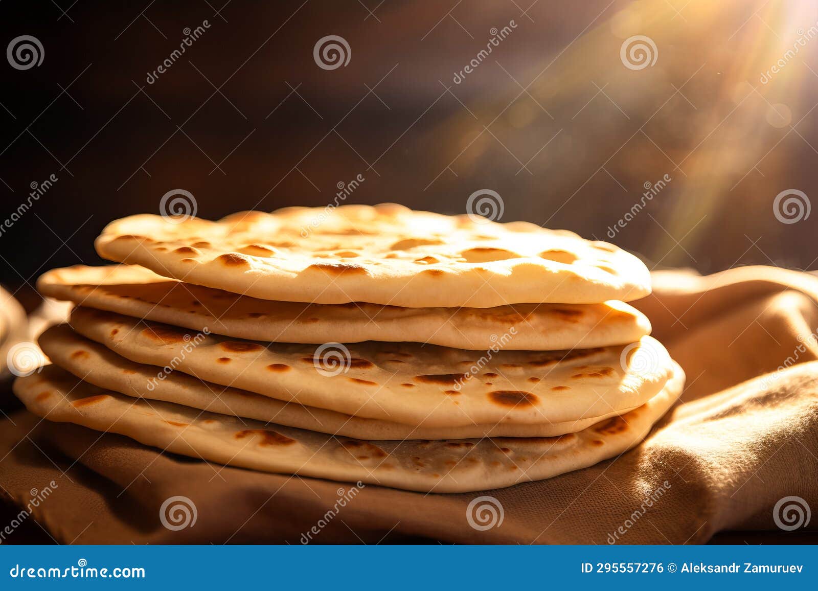 Stack of Traditional Naan Bread on the Table Isolated on Served Table ...