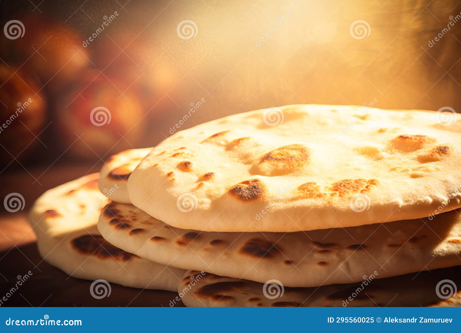 Stack of Traditional Naan Bread on the Table Isolated on Served Table ...