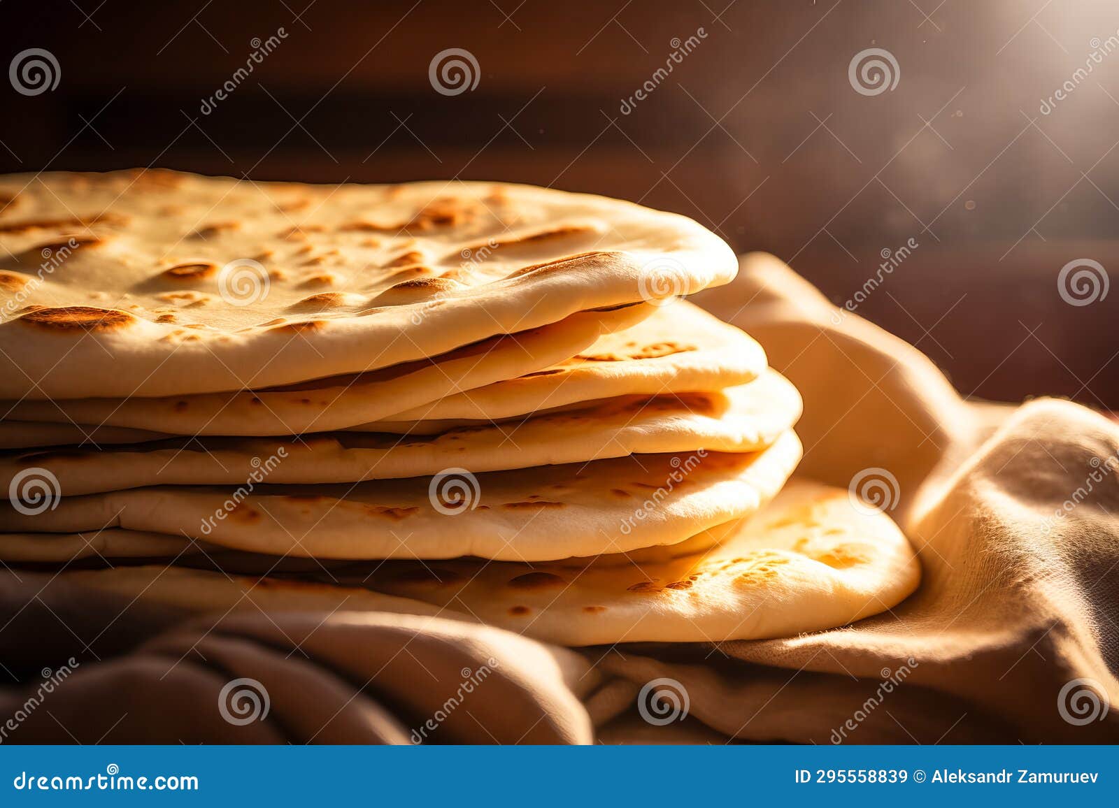 Stack of Traditional Naan Bread on the Table on Served Table. Pita ...